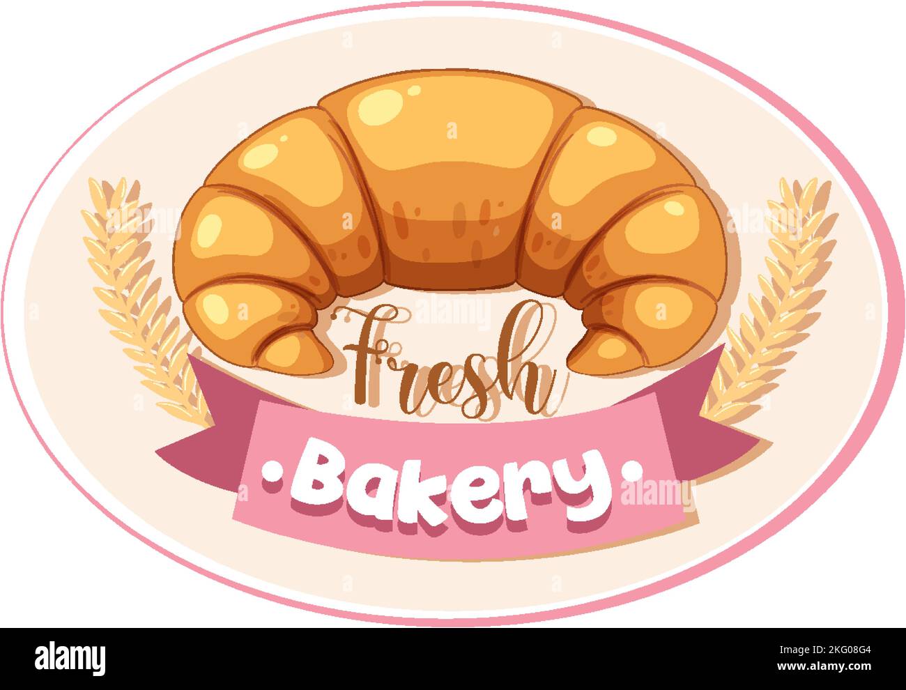 Croissant bread with fresh bakery text illustration Stock Vector Image ...