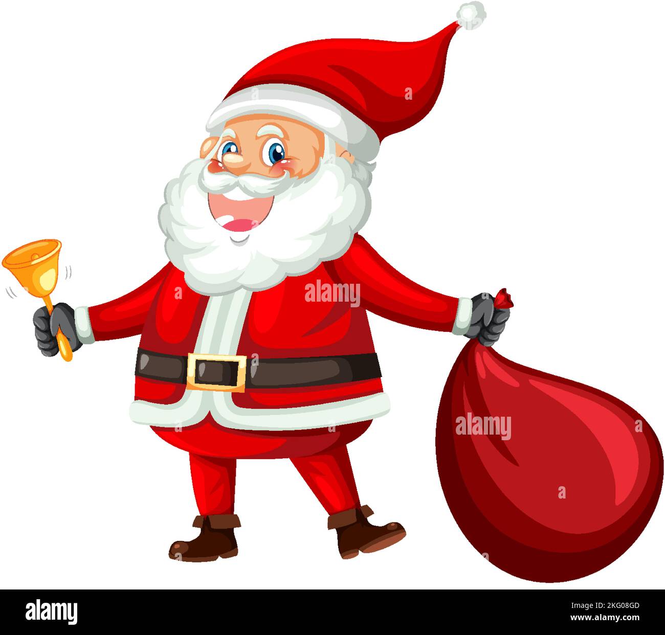 Santa Claus holding Christmas gift bag illustration Stock Vector Image ...