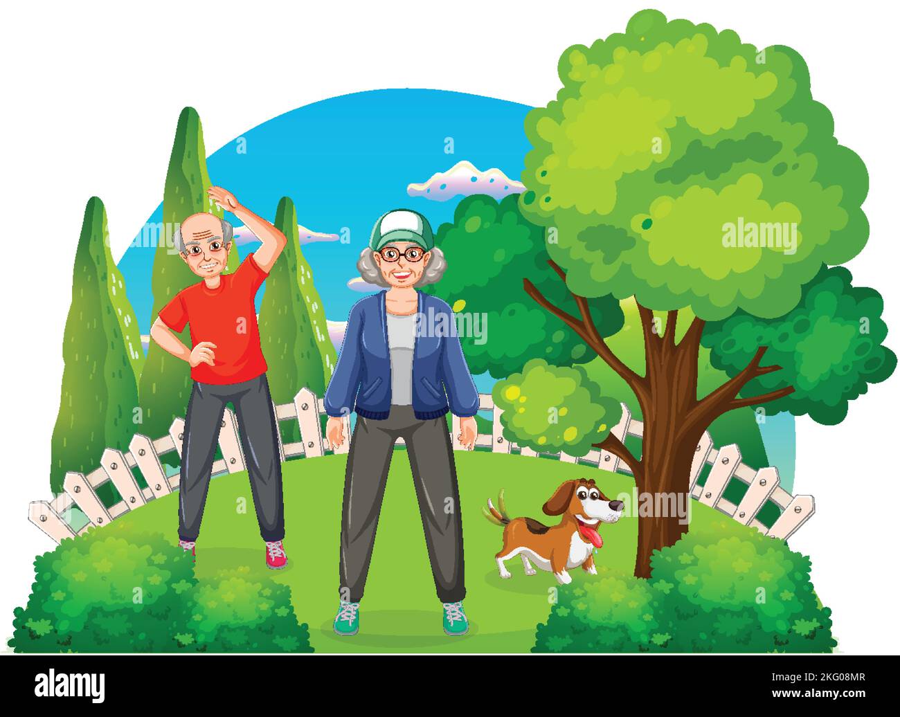 Senior couple doing exercise at park illustration Stock Vector Image ... Senior couple doing exercise at park illustration Stock Vector Image ...