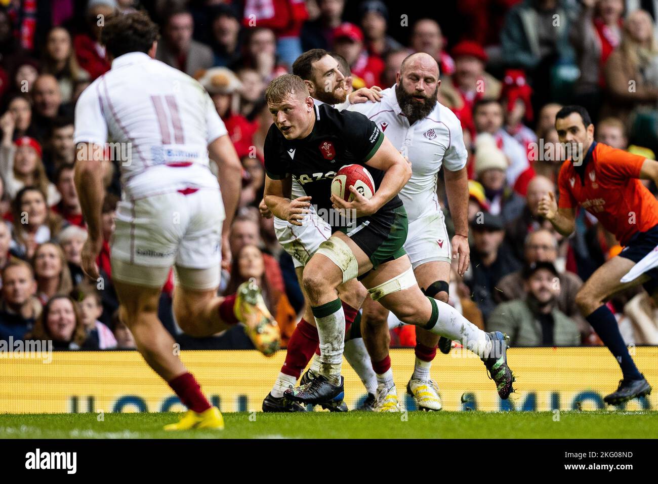 Jac Morgan of Wales scores his sides first try during the 2022 Autumn ...