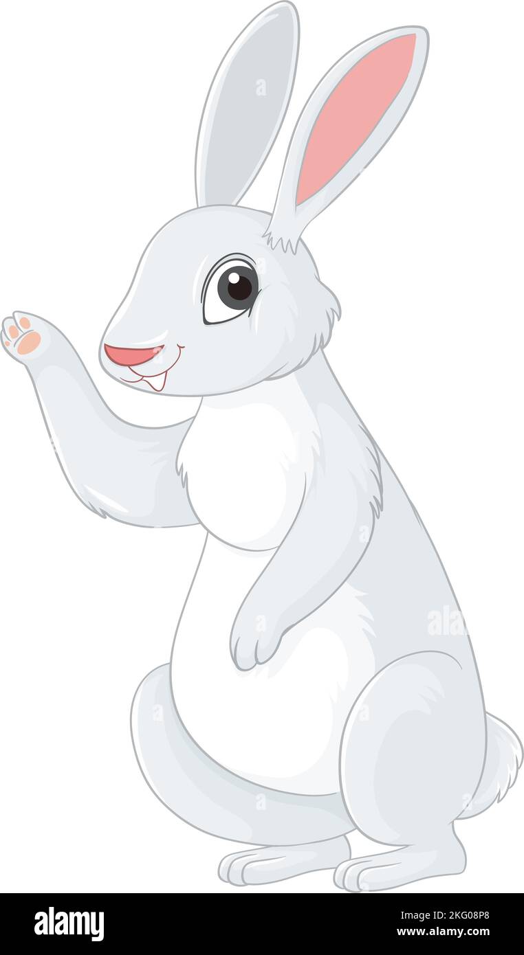 White rabbit cartoon character illustration Stock Vector Image & Art ...