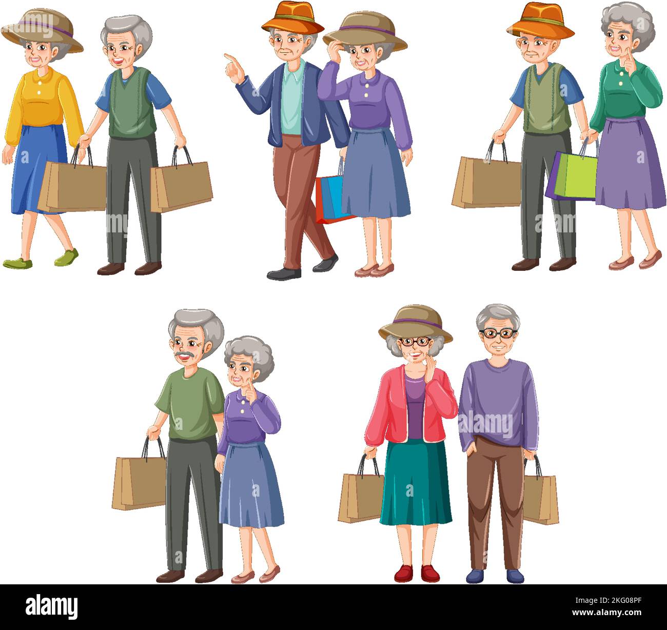 Collection of elderly people characters illustration Stock Vector Image ...