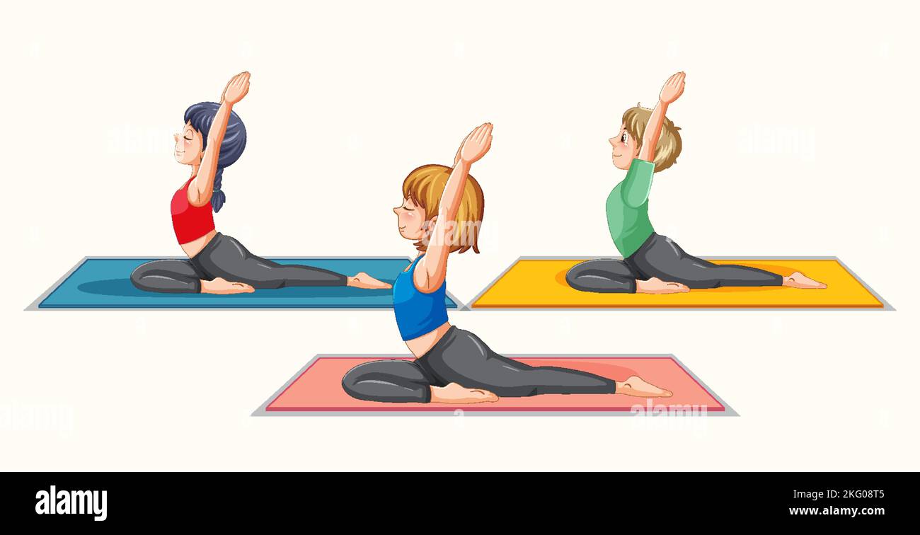 Group of people practicing yoga illustration Stock Vector Image & Art ...