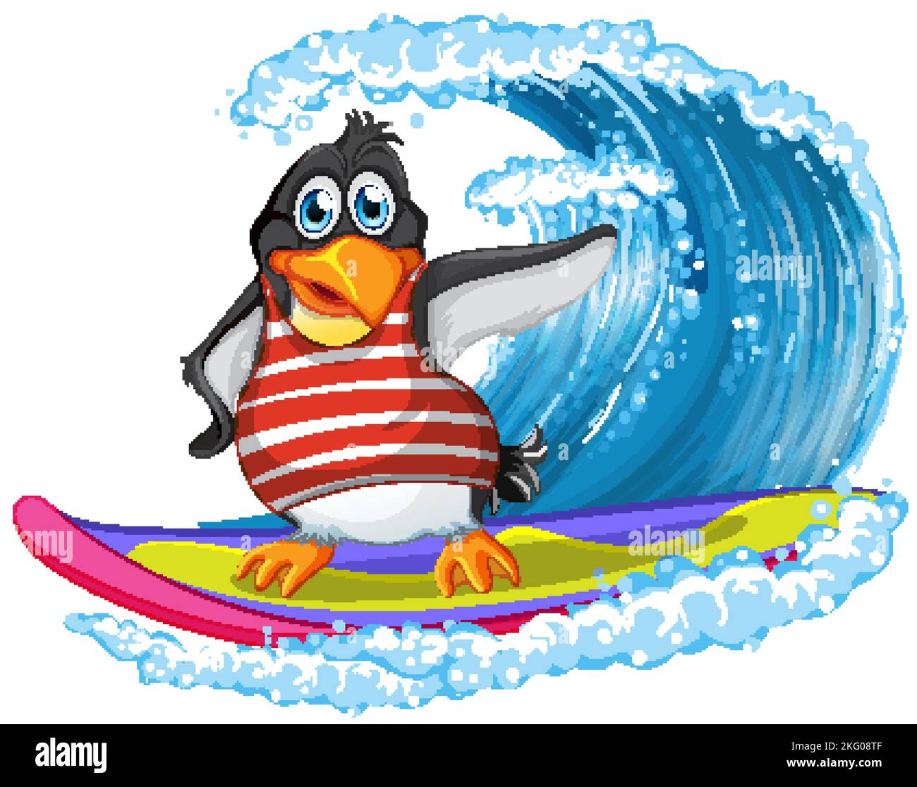 Cute penguin cartoon character surfing illustration Stock Vector Image ...