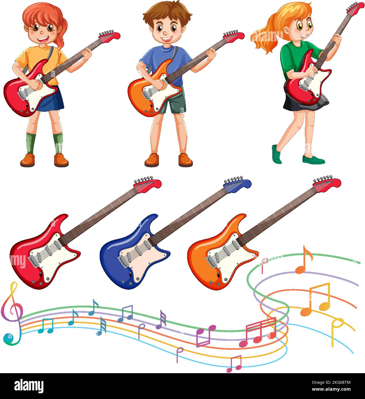Set of kids playing different musical instrument illustration Stock ...