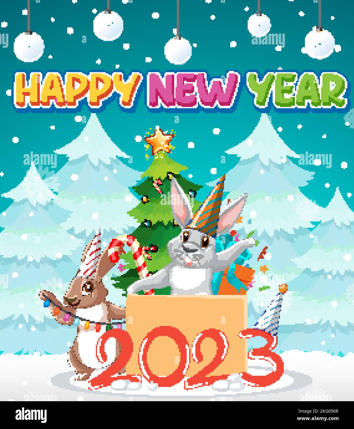 Merry Christmas And Happy New Year 2023 illustration Stock Vector Image ...