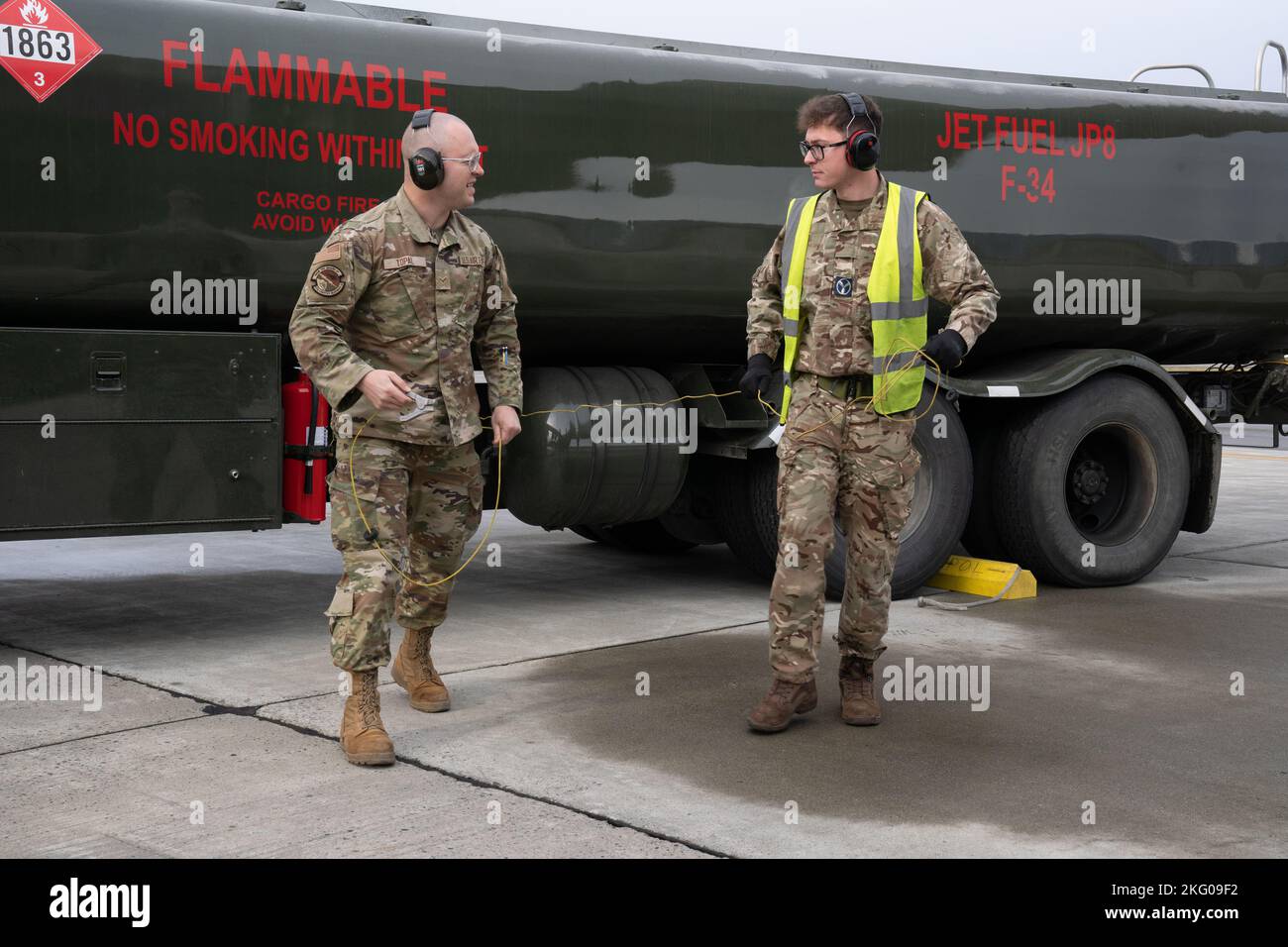 U.S. Air Force Airman 1st Class Mikhail Topal, a fuels distribution ...