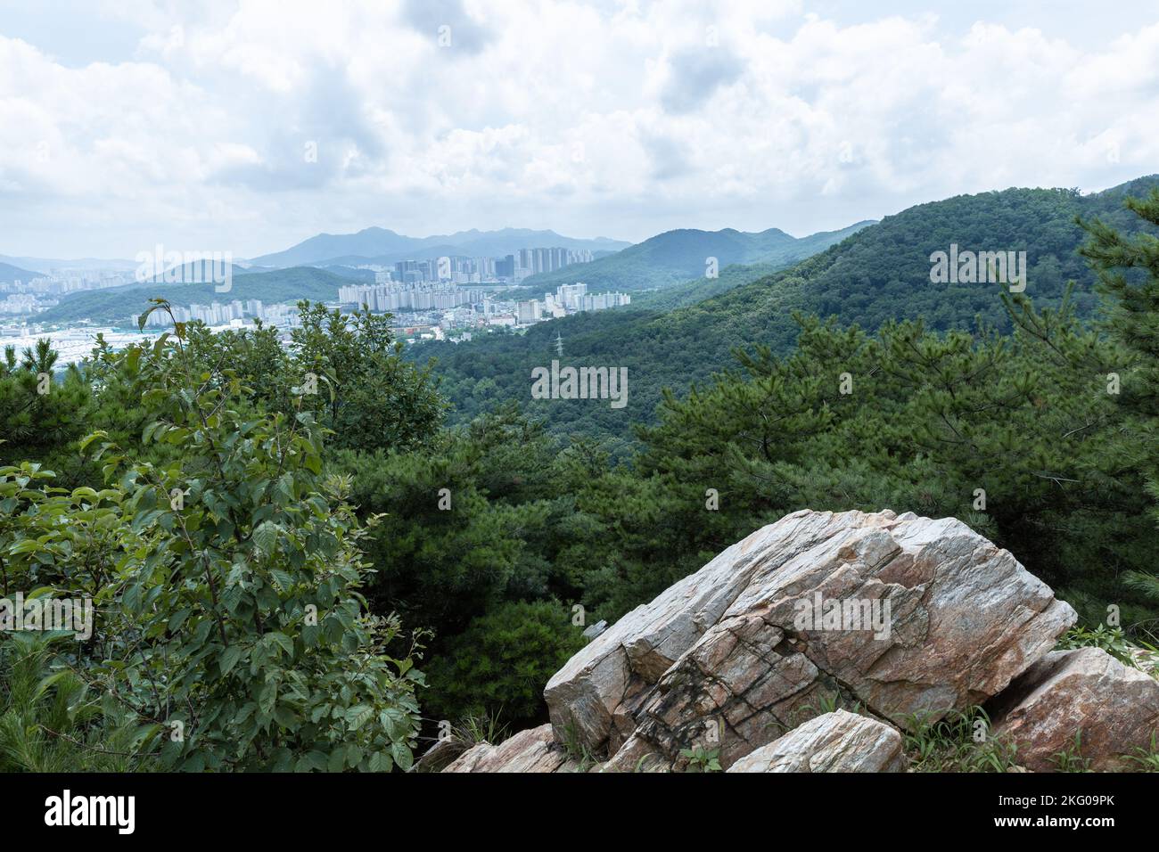 korean young women hiking and plogging mountain landscape Stock Photo ...