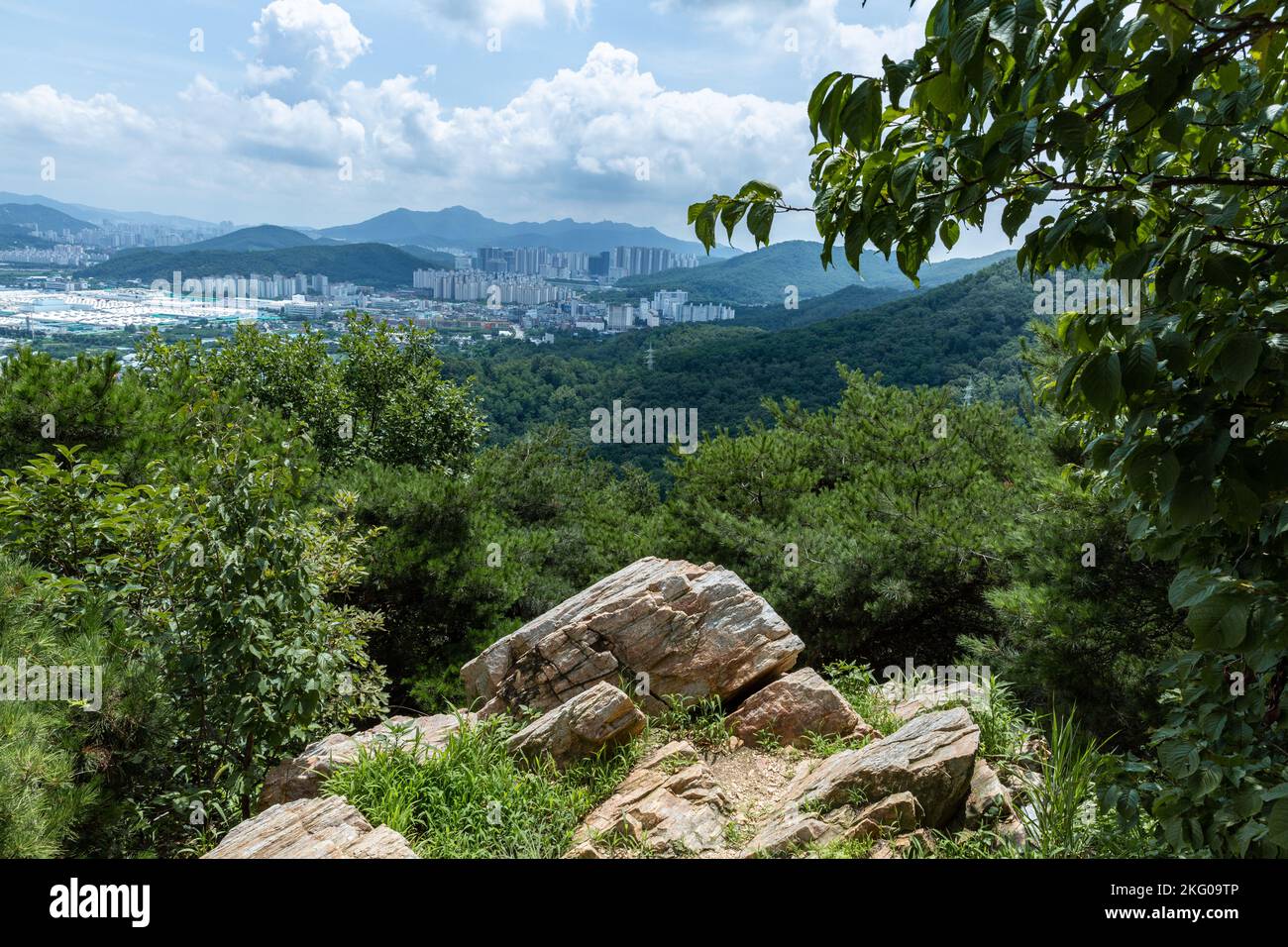 korean young women hiking and plogging mountain landscape Stock Photo ...