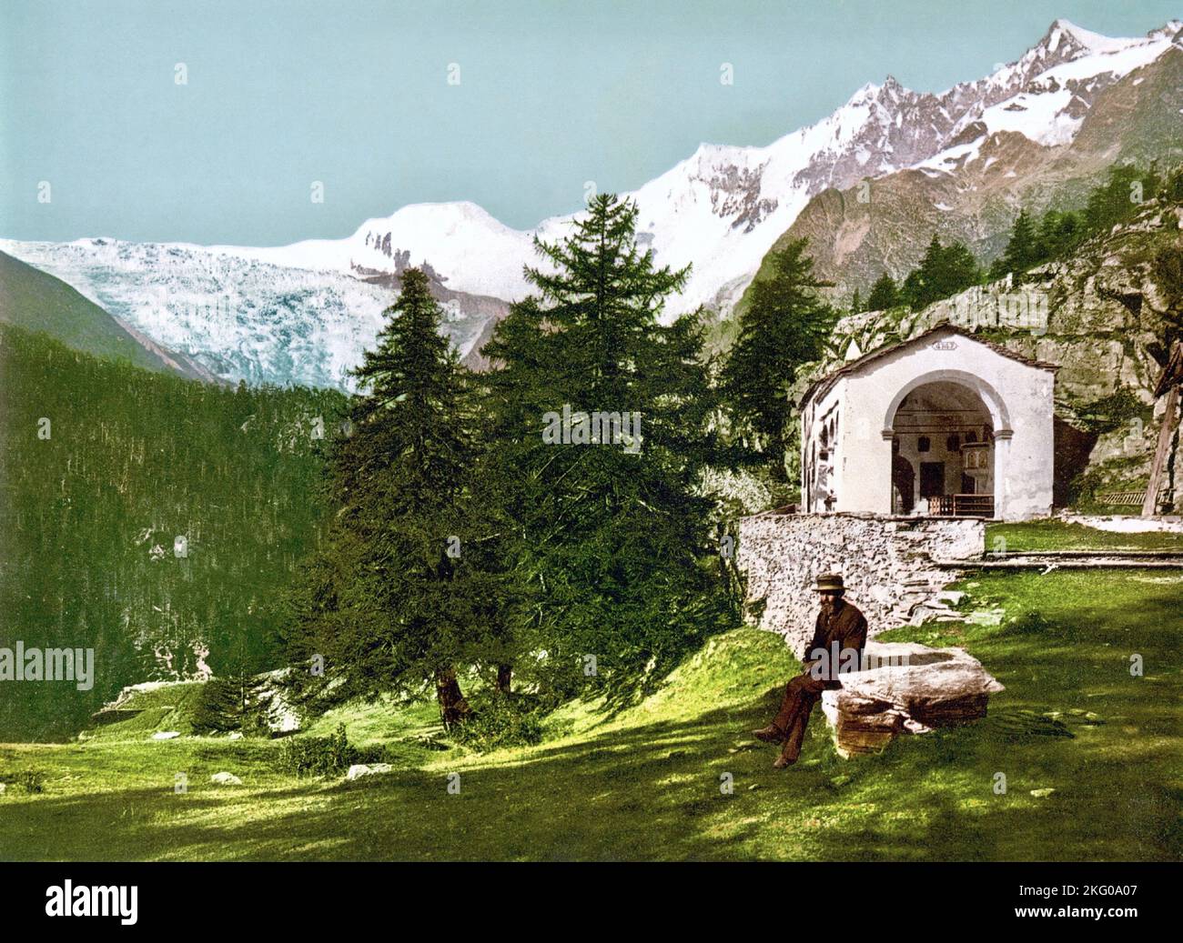 A chapel near Saas-Fee, Visp, Valais, Switzerland 1890 Stock Photo - Alamy