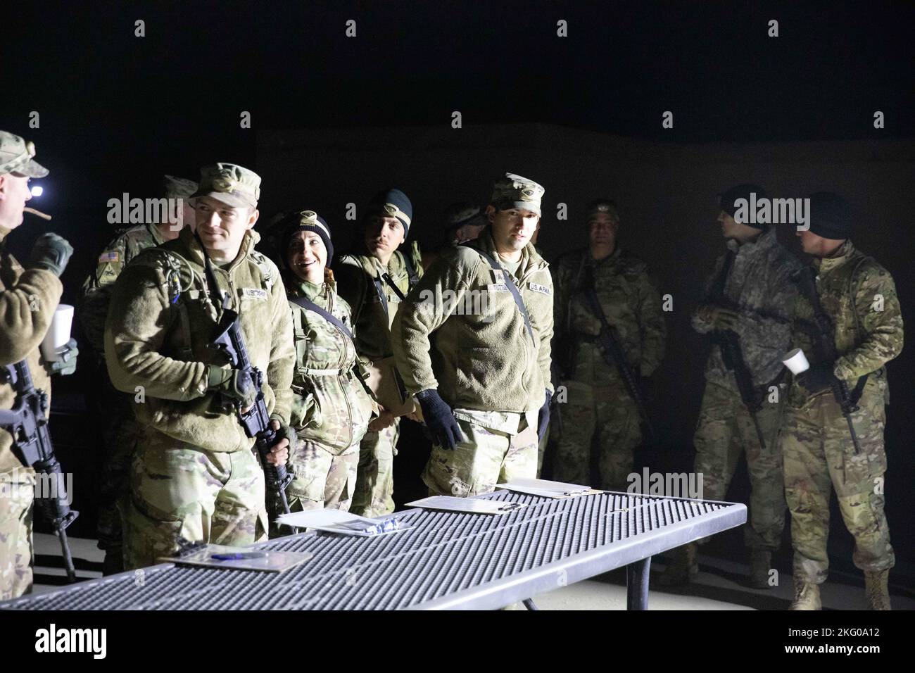 Soldiers and Airmen receive instruction on the rules of the night land ...