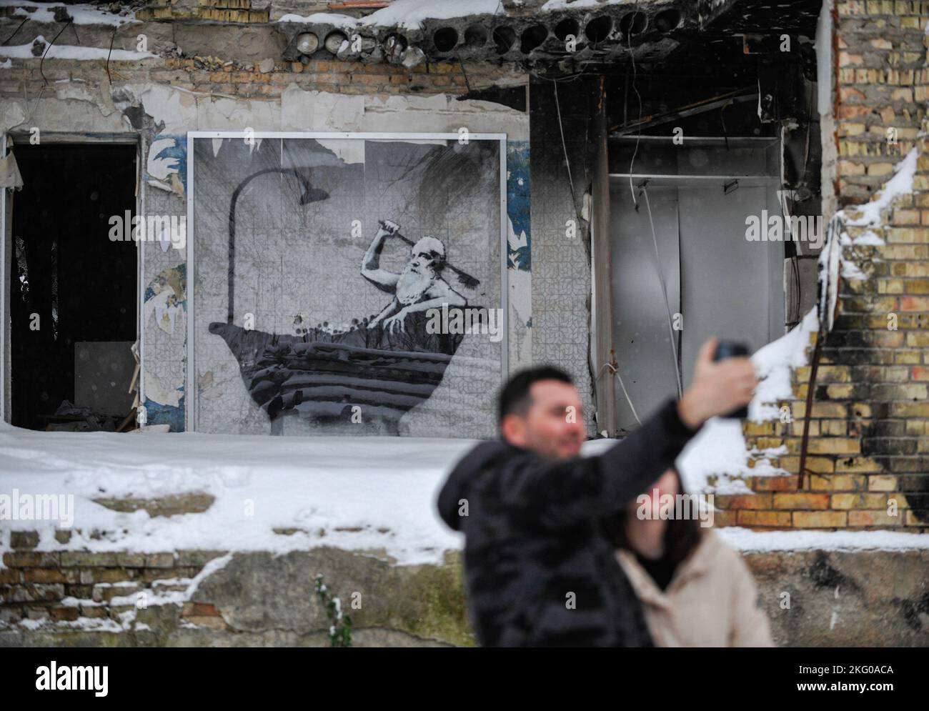 Gorenka, Ukraine. 20th Nov, 2022. People take pictures in the ...