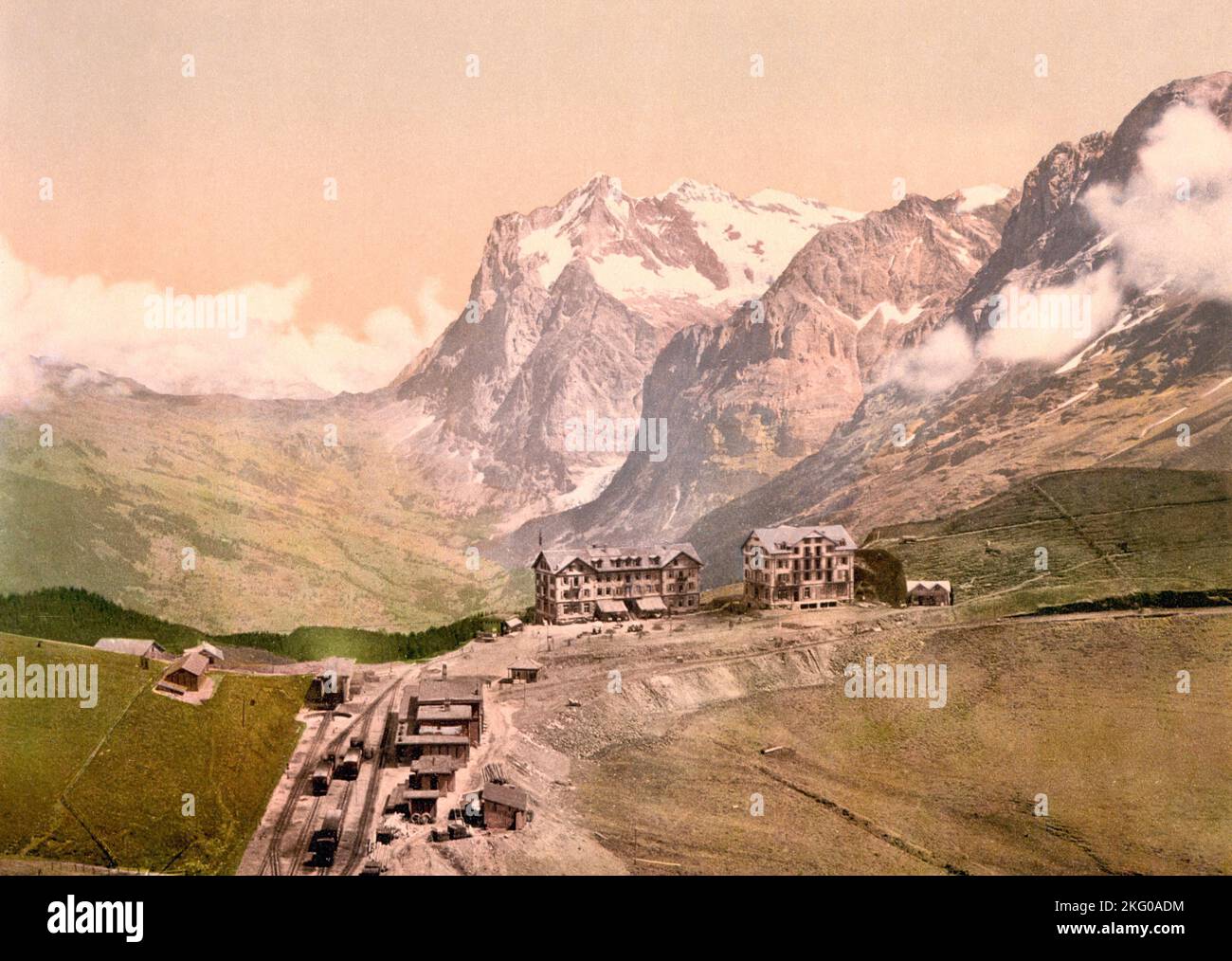Scheidegg and Wetterhorn, Bernese Oberland, Switzerland 1890 Stock ...