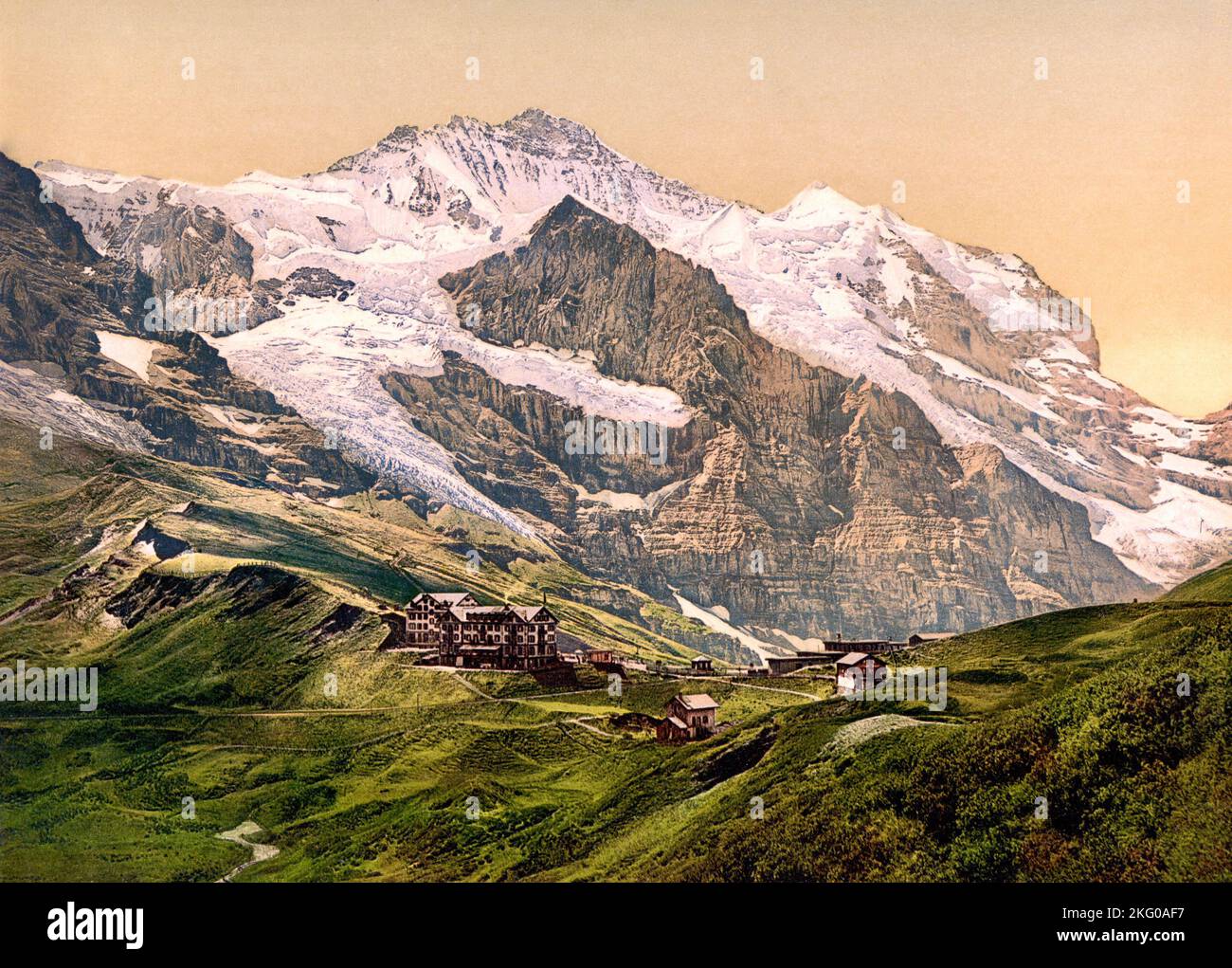 Hotel Jungfrau and Scheidegg, Bernese Alps, Bern, Switzerland 1890 ...