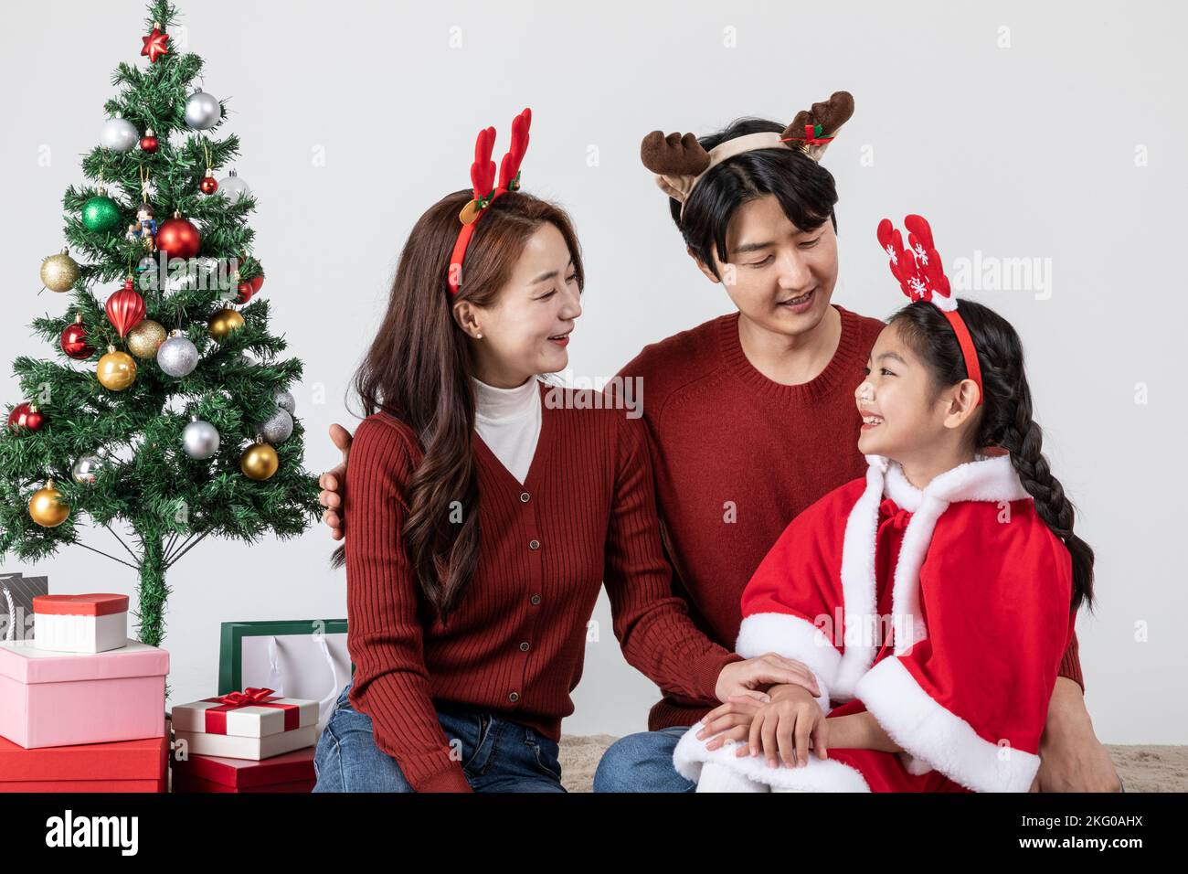 happy Asian Korean family in Christmas concept Stock Photo - Alamy