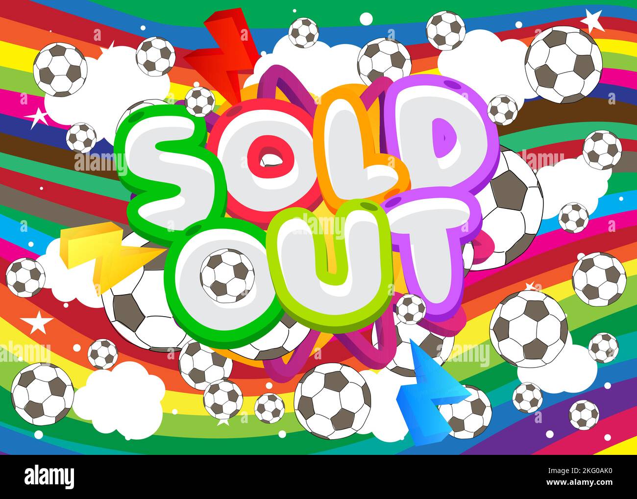 Football ball with Sold Out text. Cartoon sport poster Stock Vector ...