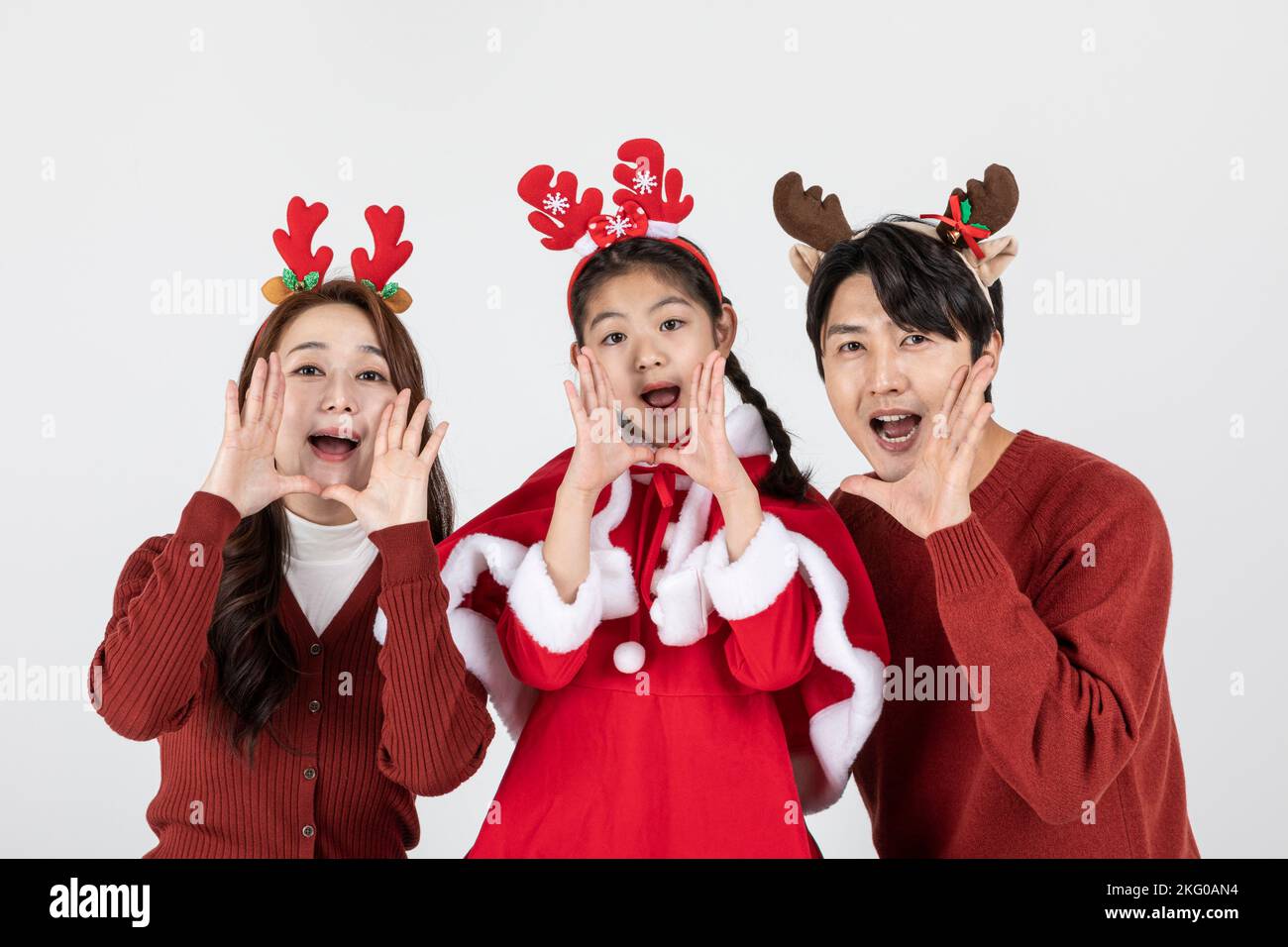 happy Asian Korean family in Christmas concept hurray Stock Photo - Alamy