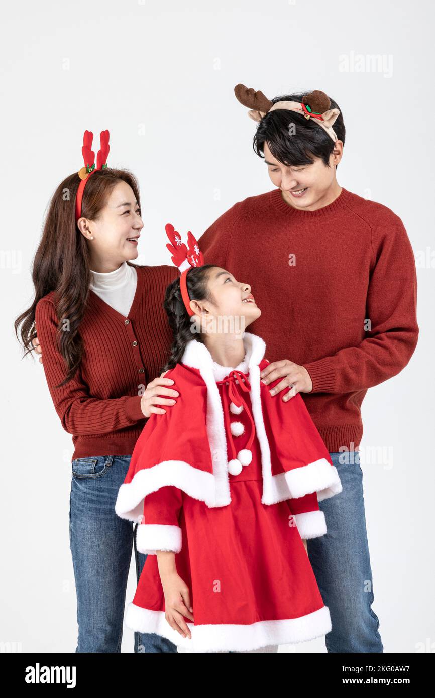happy Asian Korean family in Christmas concept Stock Photo - Alamy