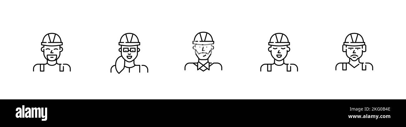 Construction staff icons. Foreman, contractor, engineer and architect ...