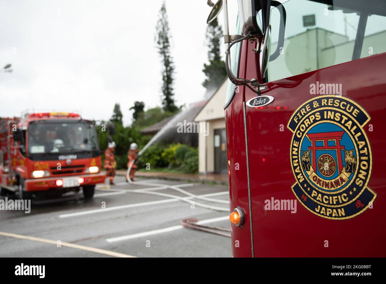 Firefighters with Camp Kinser Fire Station, Marine Corps Installations ...
