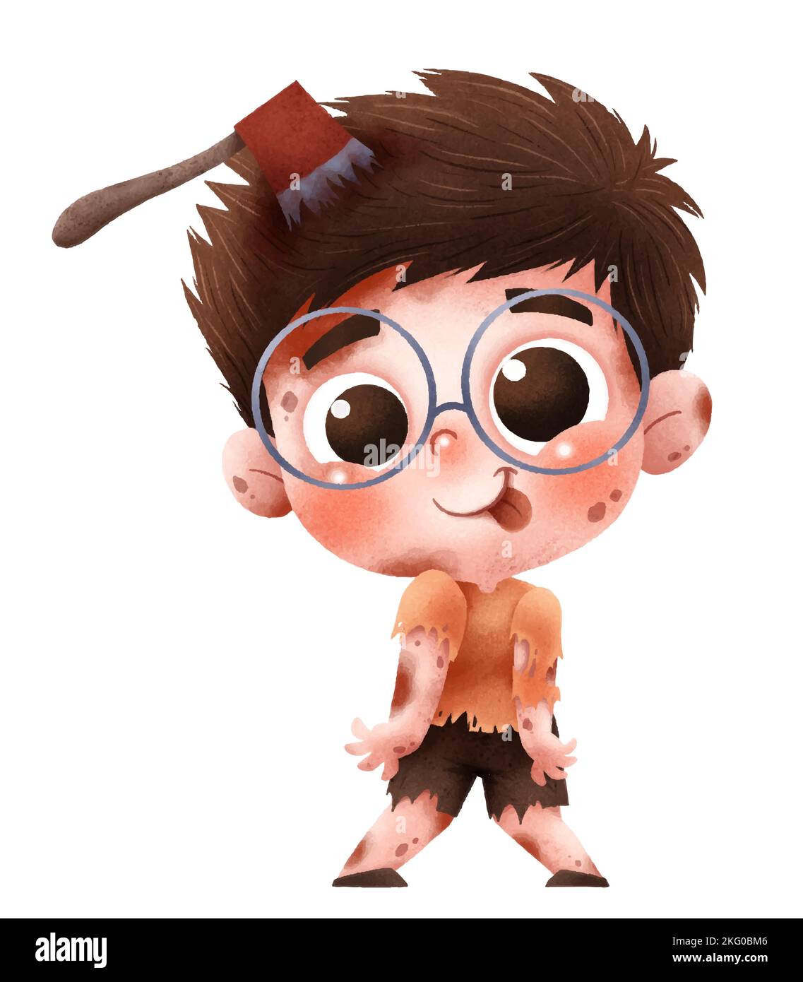 Vector illustration of cute cartoon children. Happy Halloween. Zombie ...