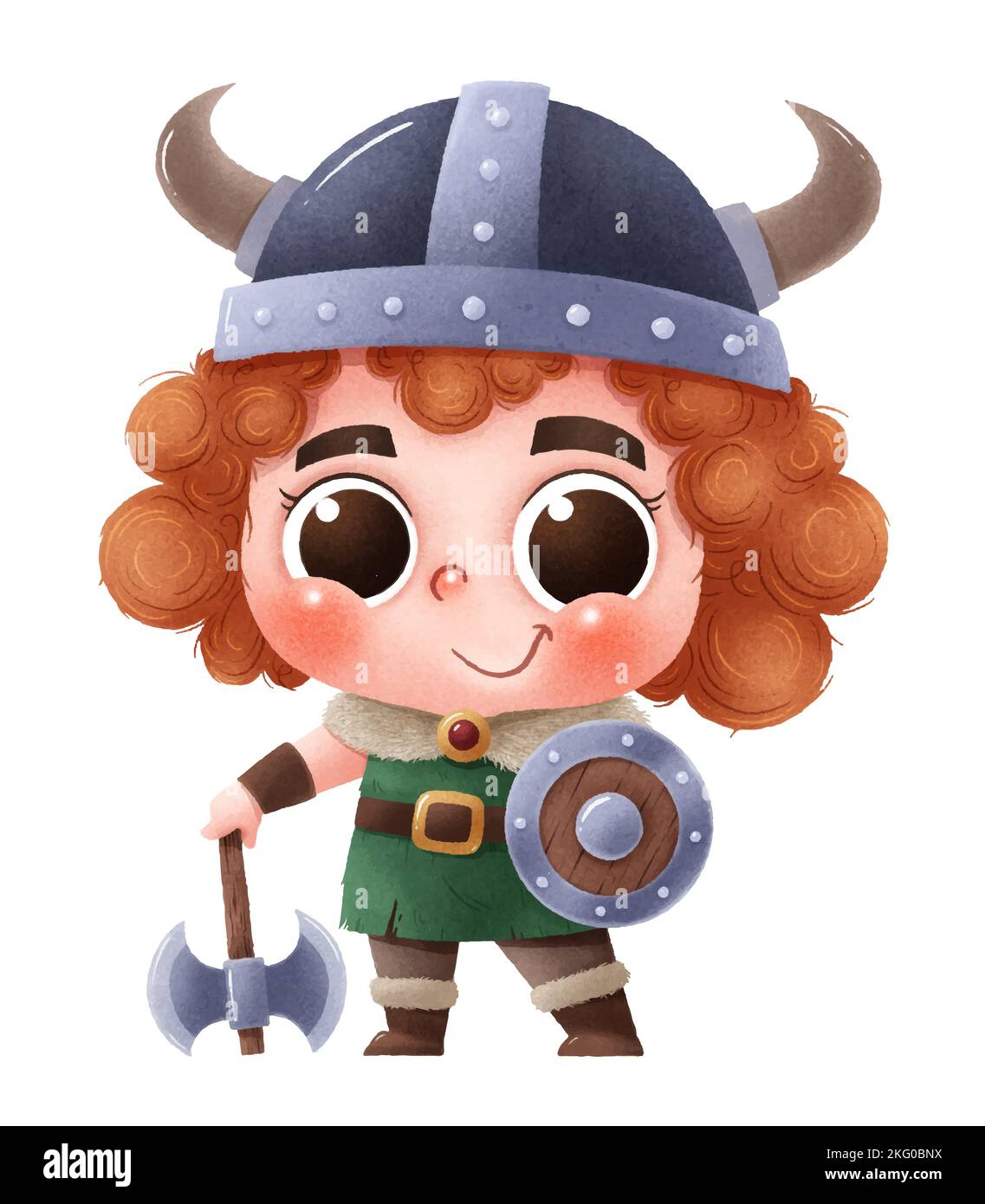 Vector illustration of cute cartoon children. Viking child costume ...