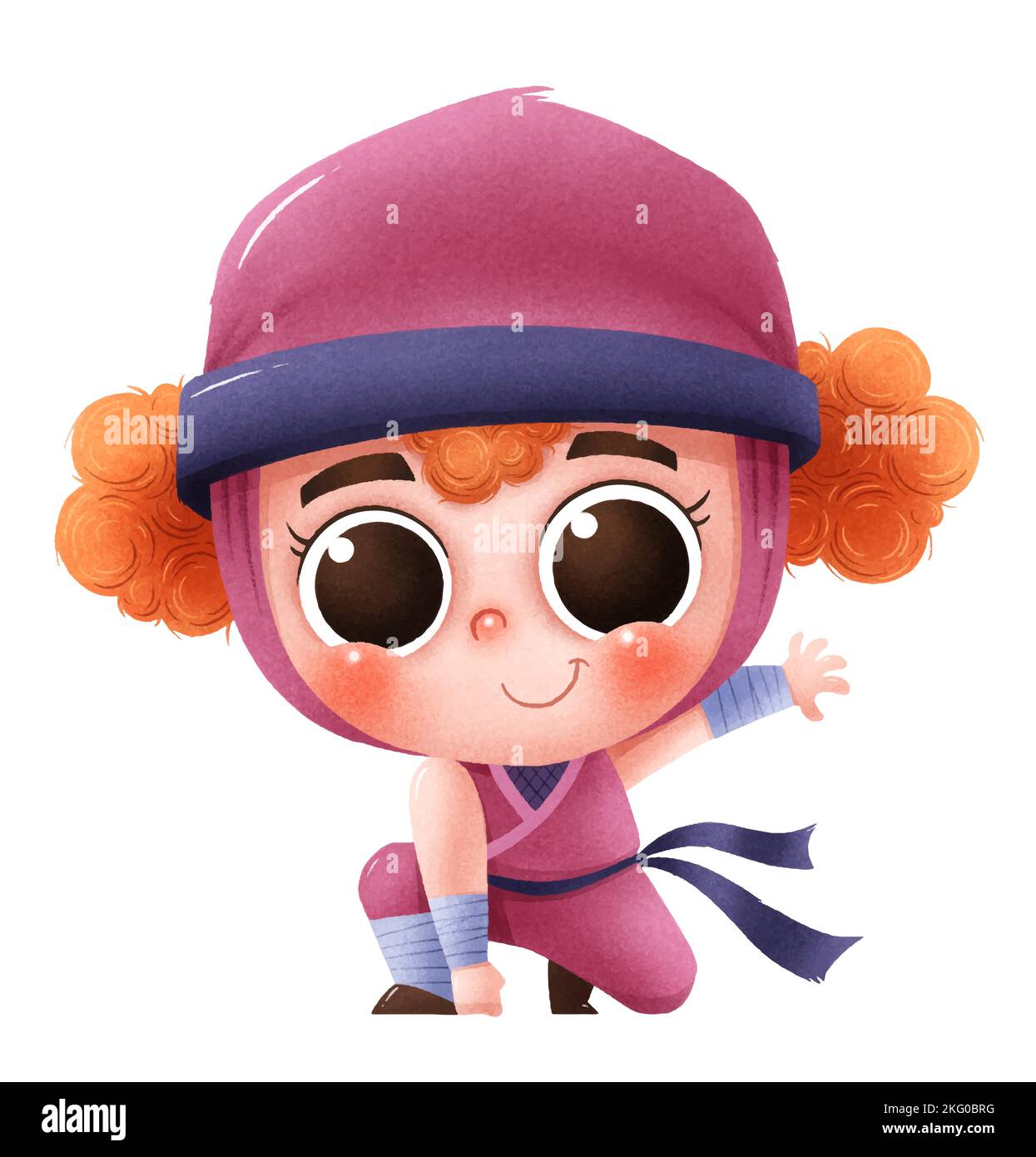 Vector illustration of Cartoon Ninja. Cute character Ninja kids Stock ...