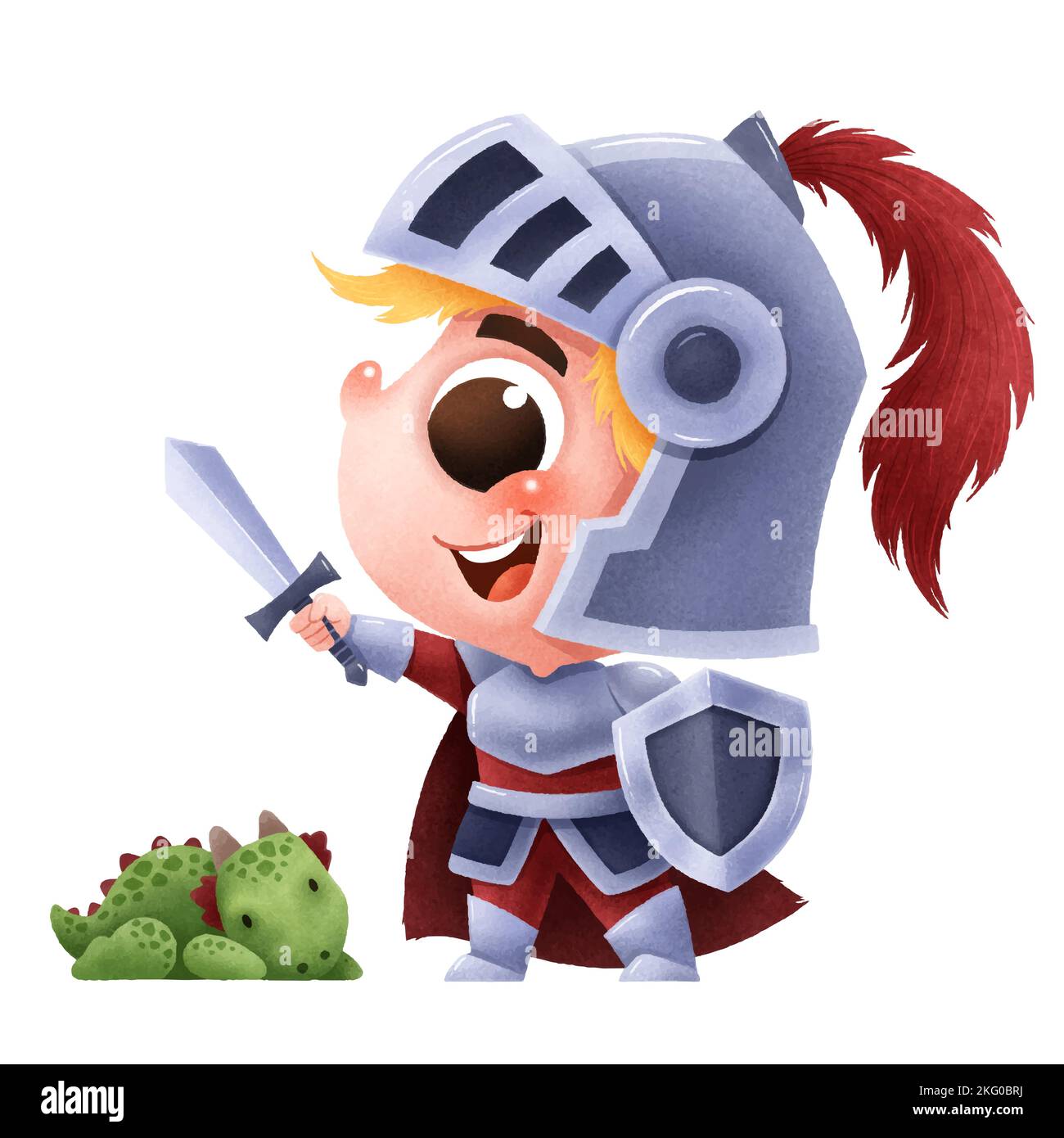 Vector illustration of cute cartoon children. Knight child costume ...