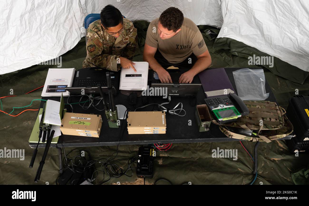 Mission Support Radio airmen cross-examine data after establishing ...