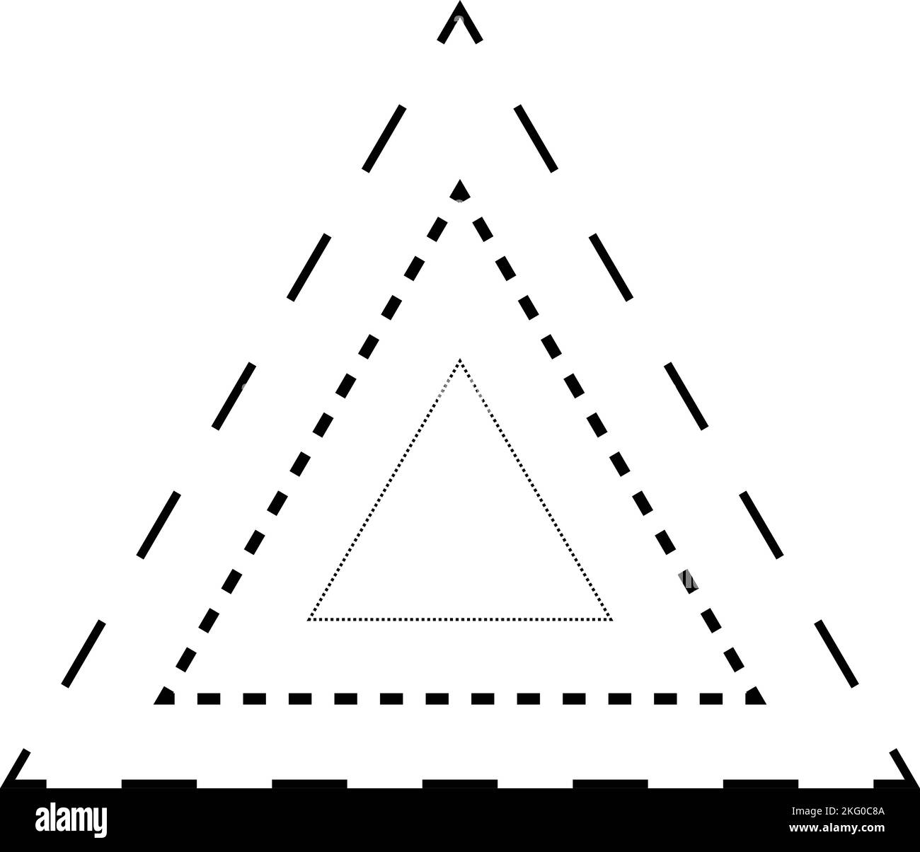 Tracing triangle shape broken line element for preschool, kindergarten ...