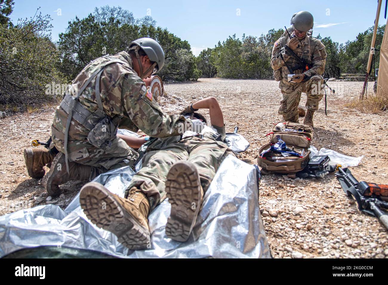 A student, participating in the Combat Medic Specialist Training ...