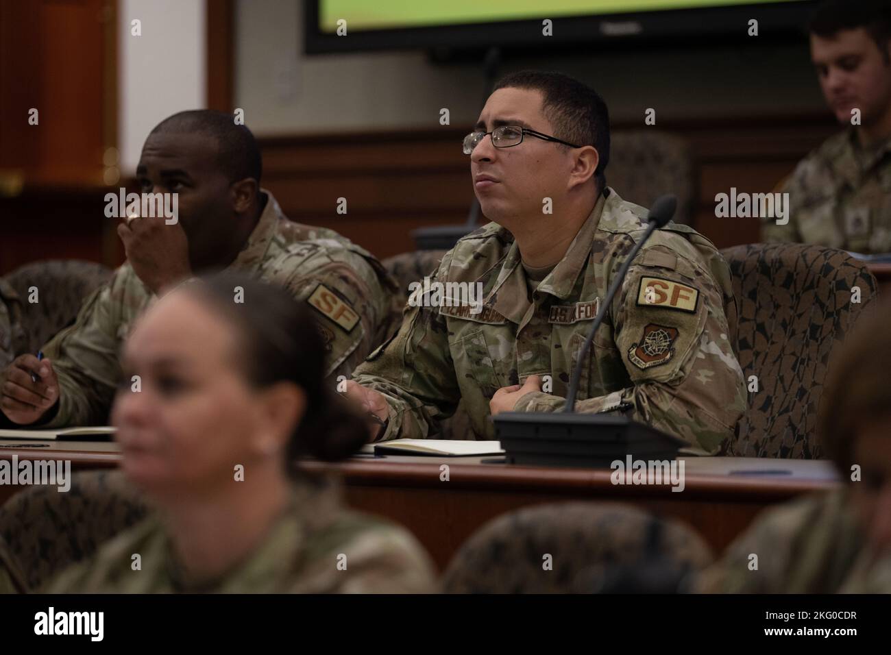 A group of Airmen assigned to the 6th Air Refueling Wing participate in ...