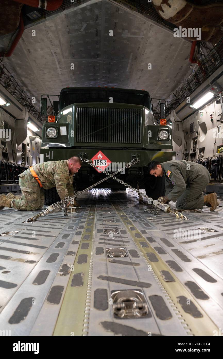 U.S. Air Force Staff Sgt. Kenneth Mullins, left, aerial porter with the ...