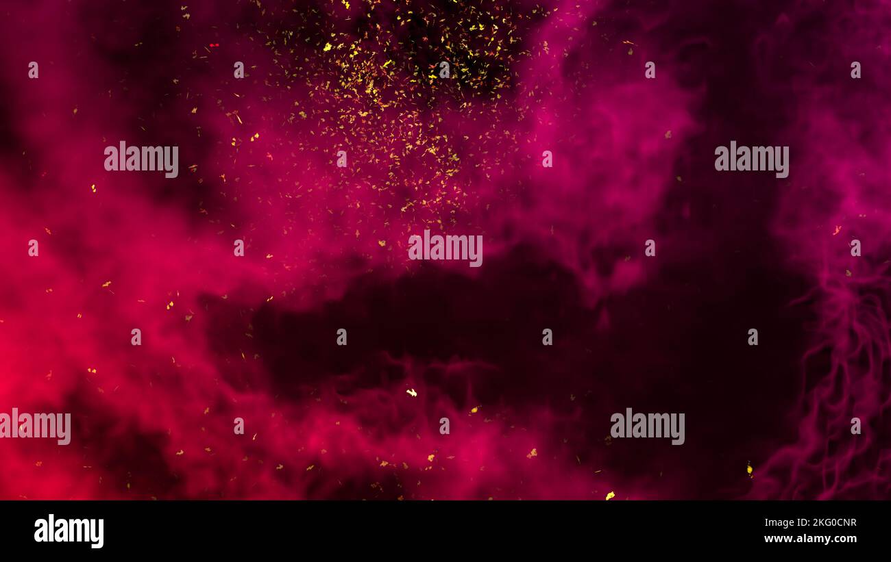 3D rendering of mass of colorful smoke and dust. An abstract background ...