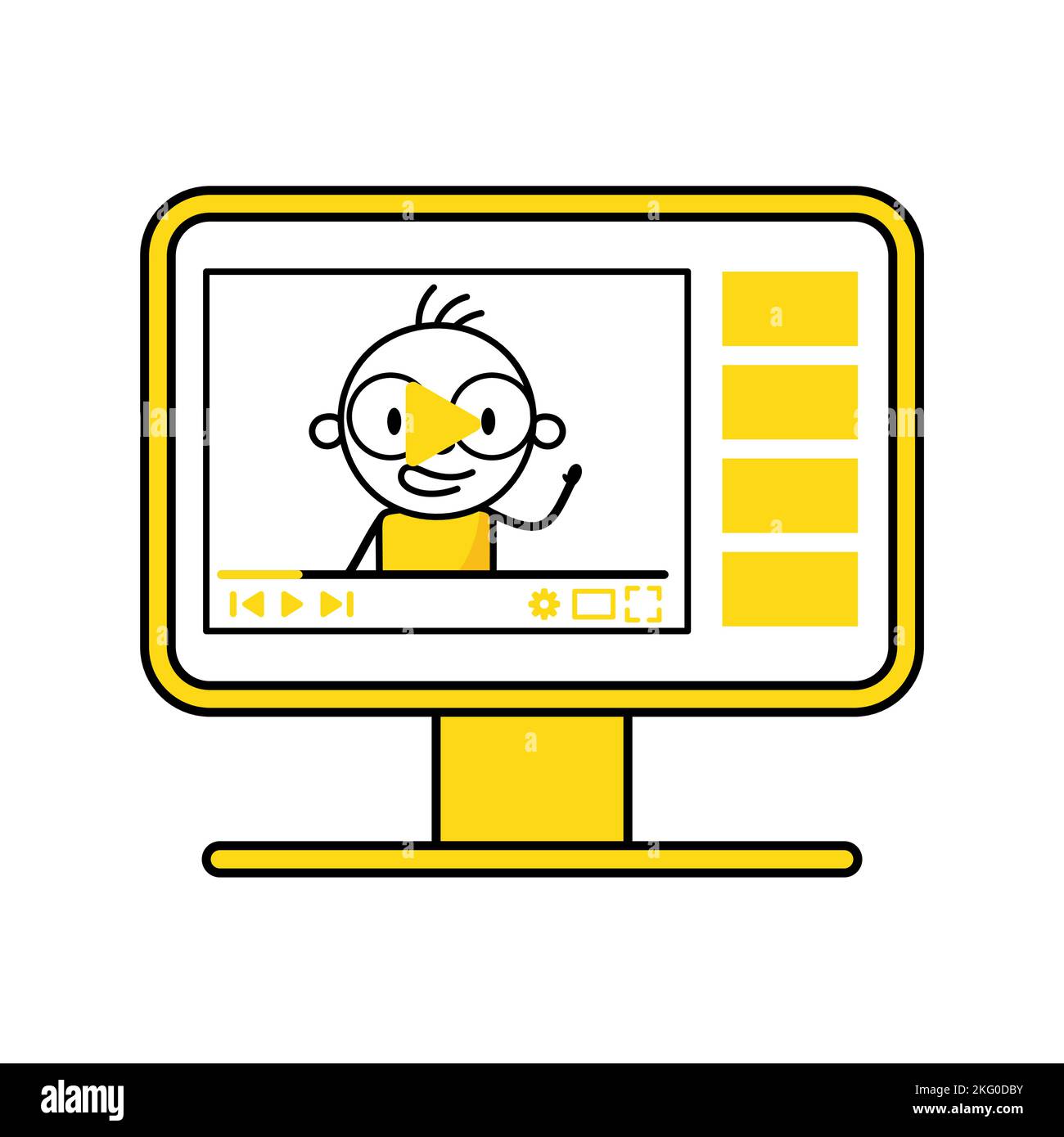 Man blogger recording media content on computer screen. Content ...