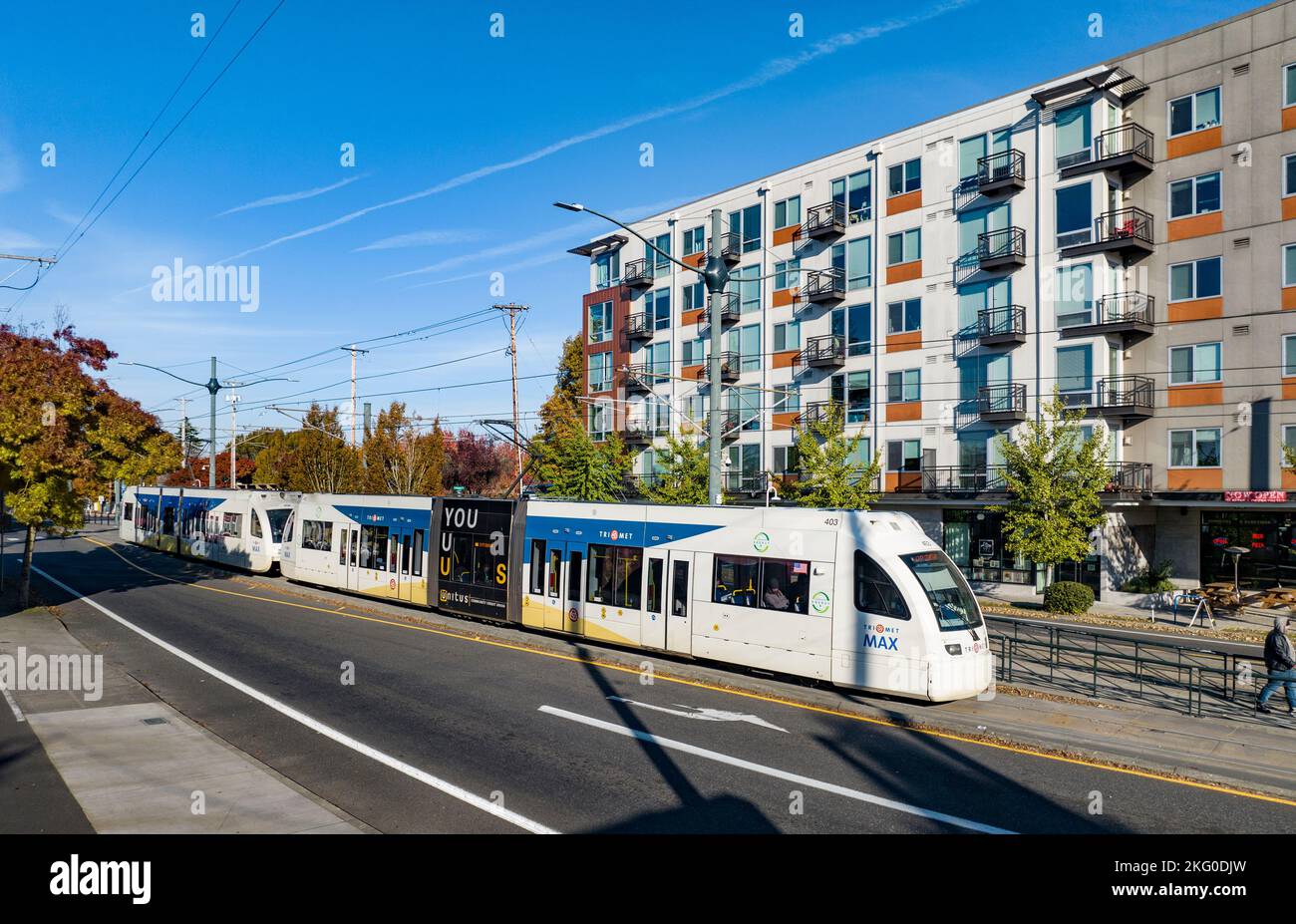 Public light rail service - the MAX Train - along Interstate Avenue in ...