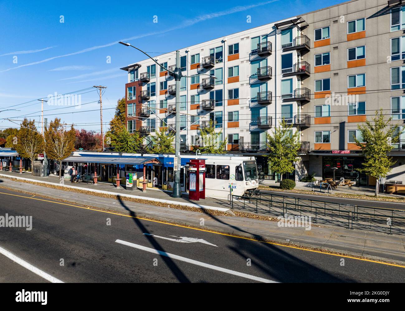 Public light rail service - the MAX Train - along Interstate Avenue in ...
