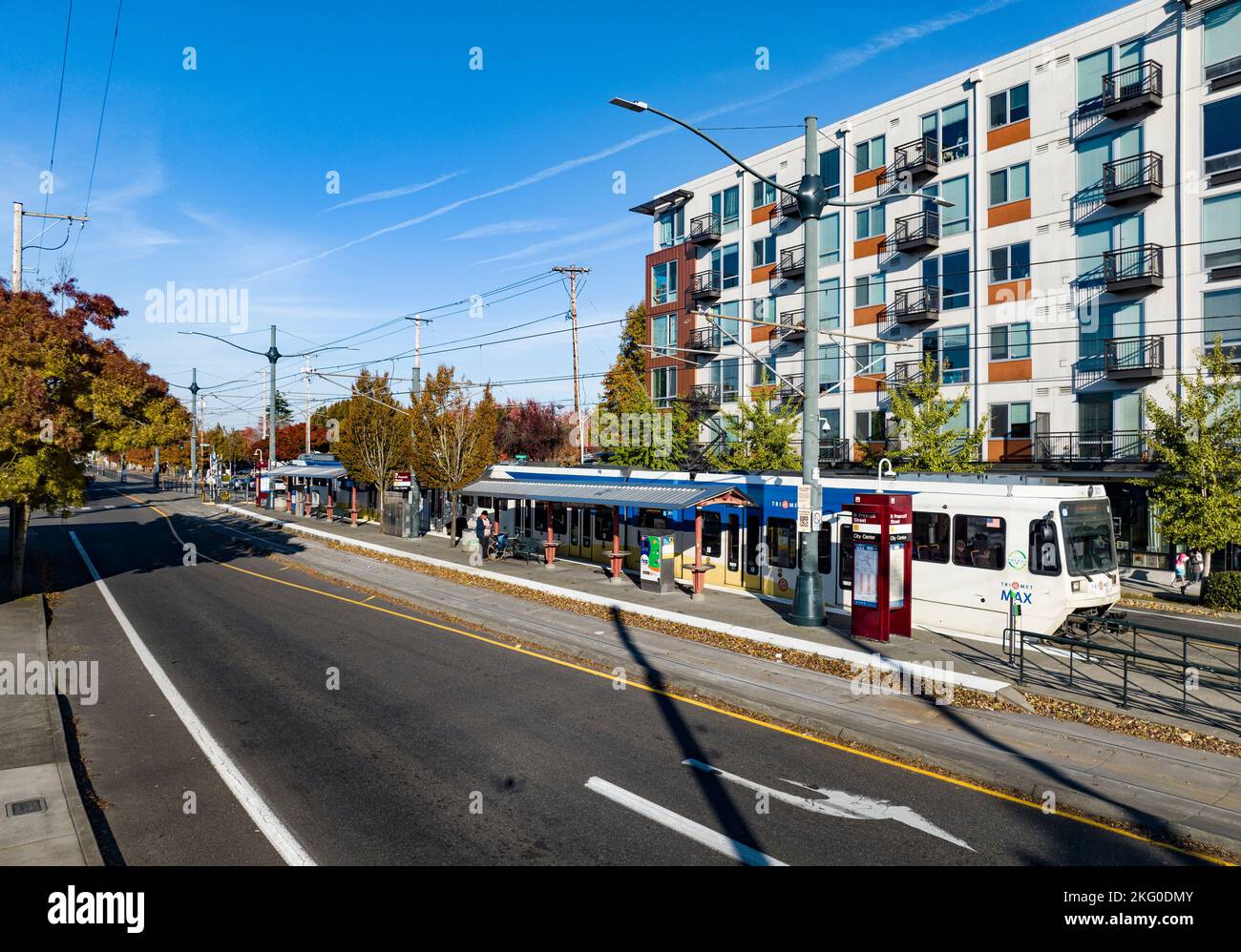 Public light rail service - the MAX Train - along Interstate Avenue in ...