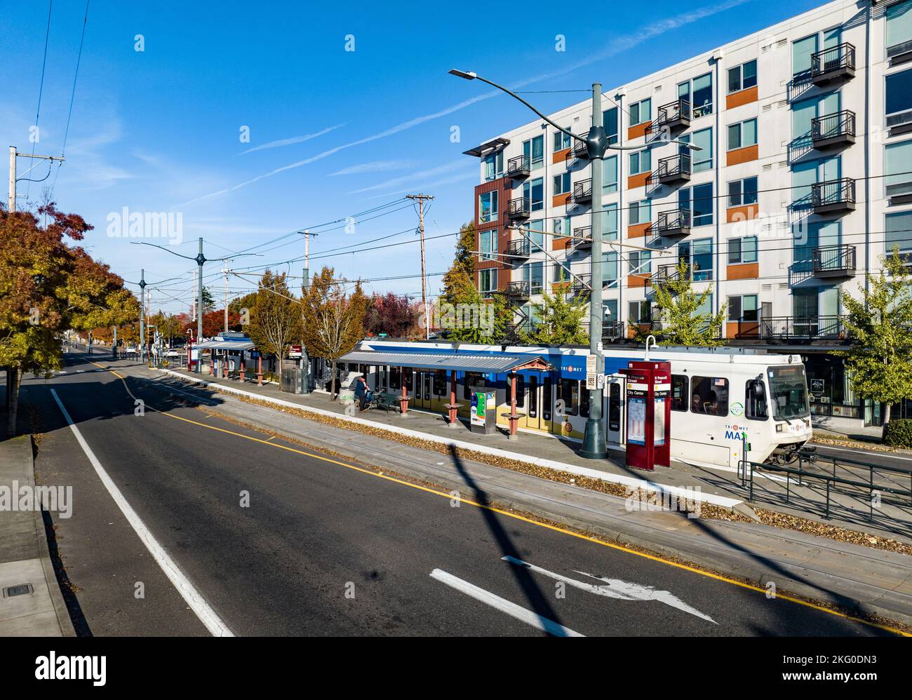 Public light rail service - the MAX Train - along Interstate Avenue in ...