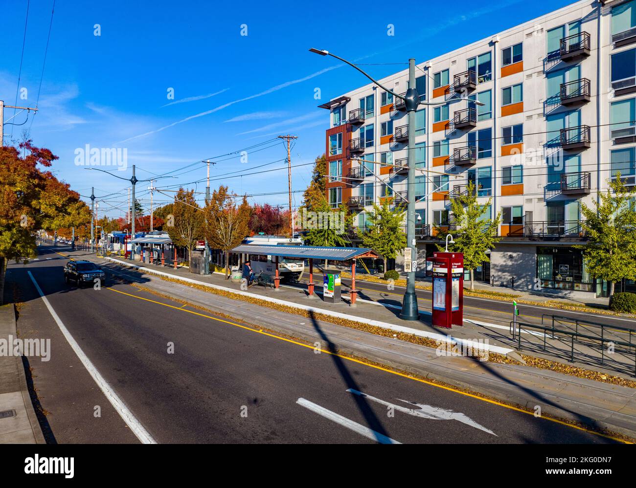 Public light rail service - the MAX Train - along Interstate Avenue in ...