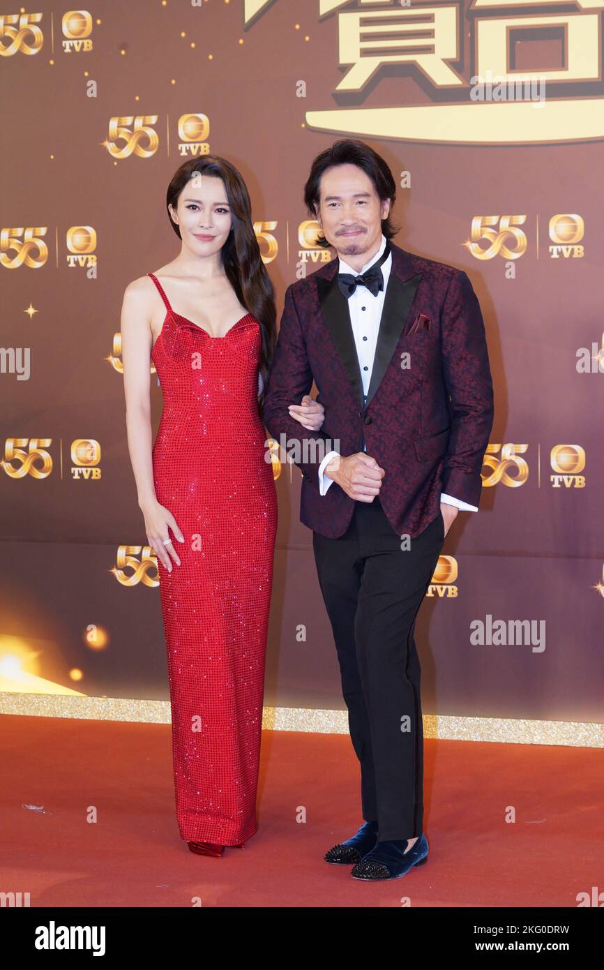 Hong Kong-born American actress and television host Kelly Cheung and Hong Kong actor Moses Chan ...