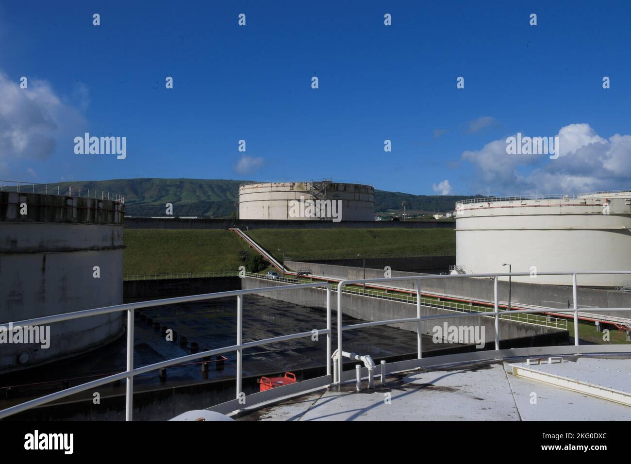 Large fuel tanks, capable of holding 38 million gallons of fuel, can be ...