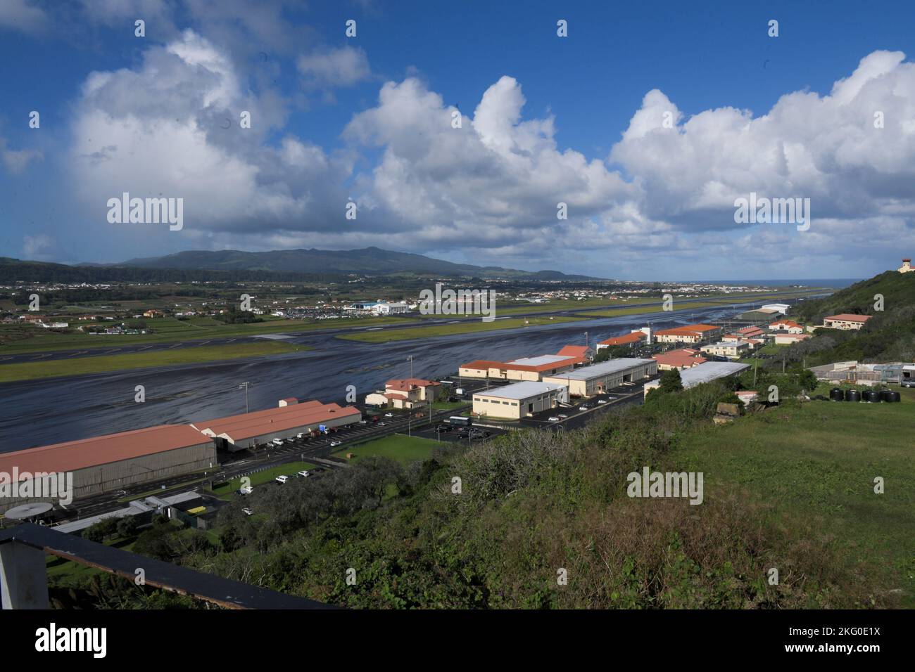 A clear view of the flightline can be seen from an overlook at Lajes ...