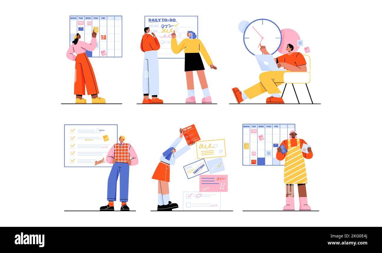 Time management, business planning with checklists, schedule, calendar ...