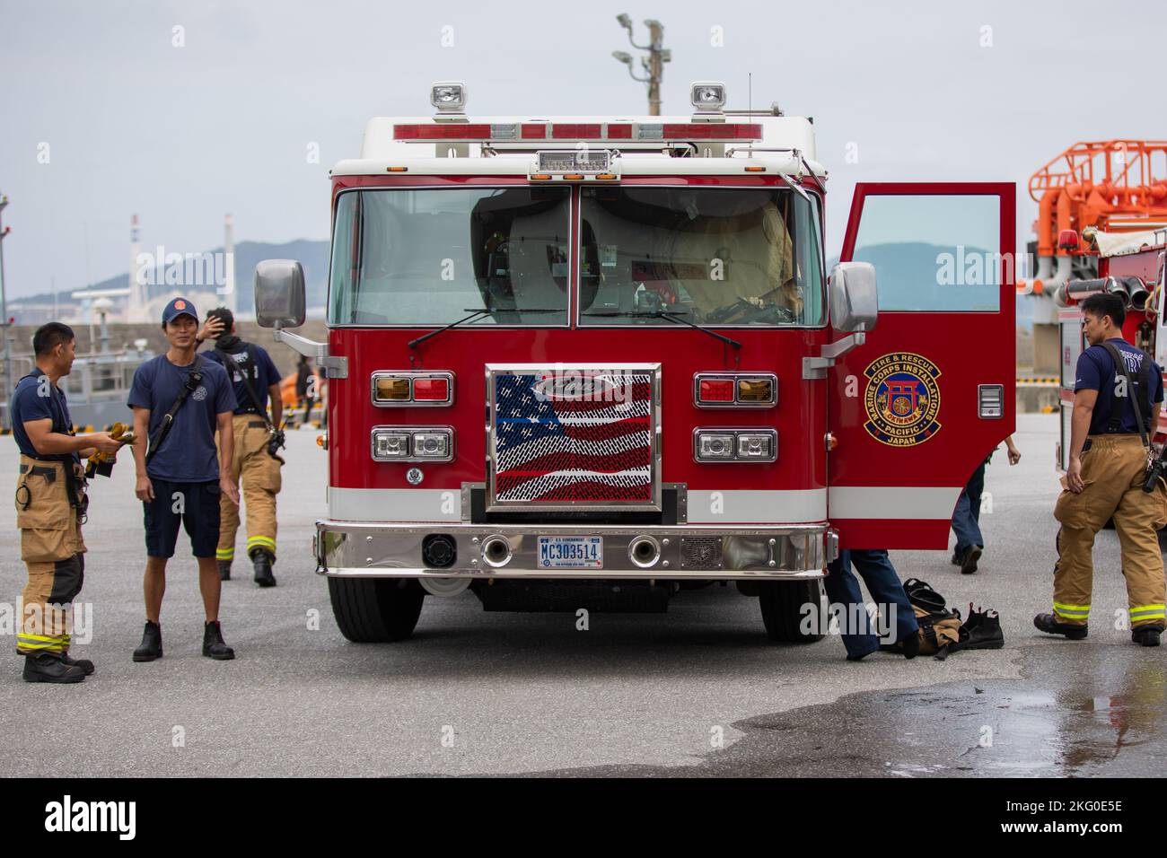 Firefighters with Marine Corps Installations Pacific Fire and Emergency ...