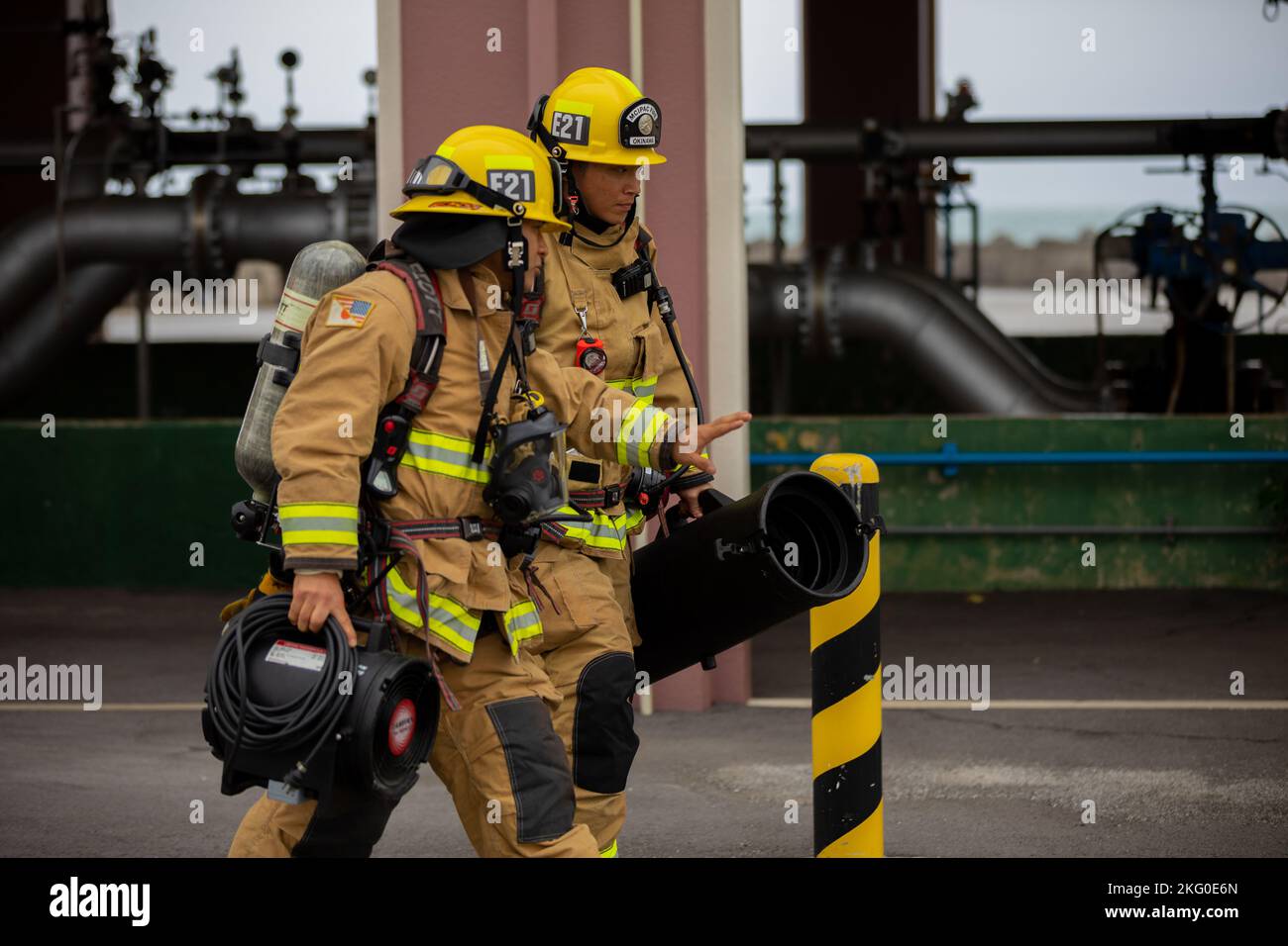Firefighters with Marine Corps Installations Pacific Fire and Emergency ...