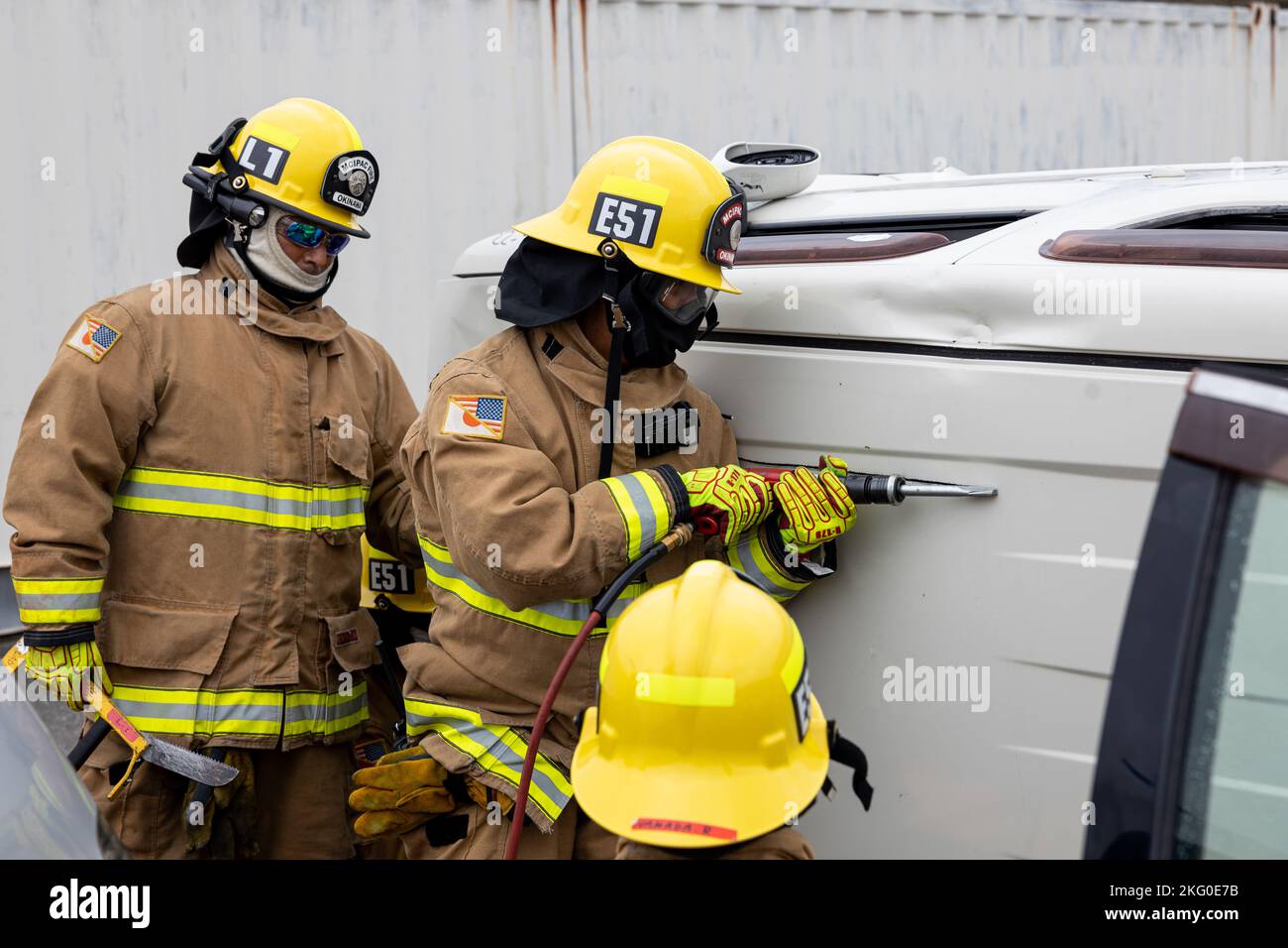 Firefighters with Marine Corps Installations Pacific Fire and Emergency ...