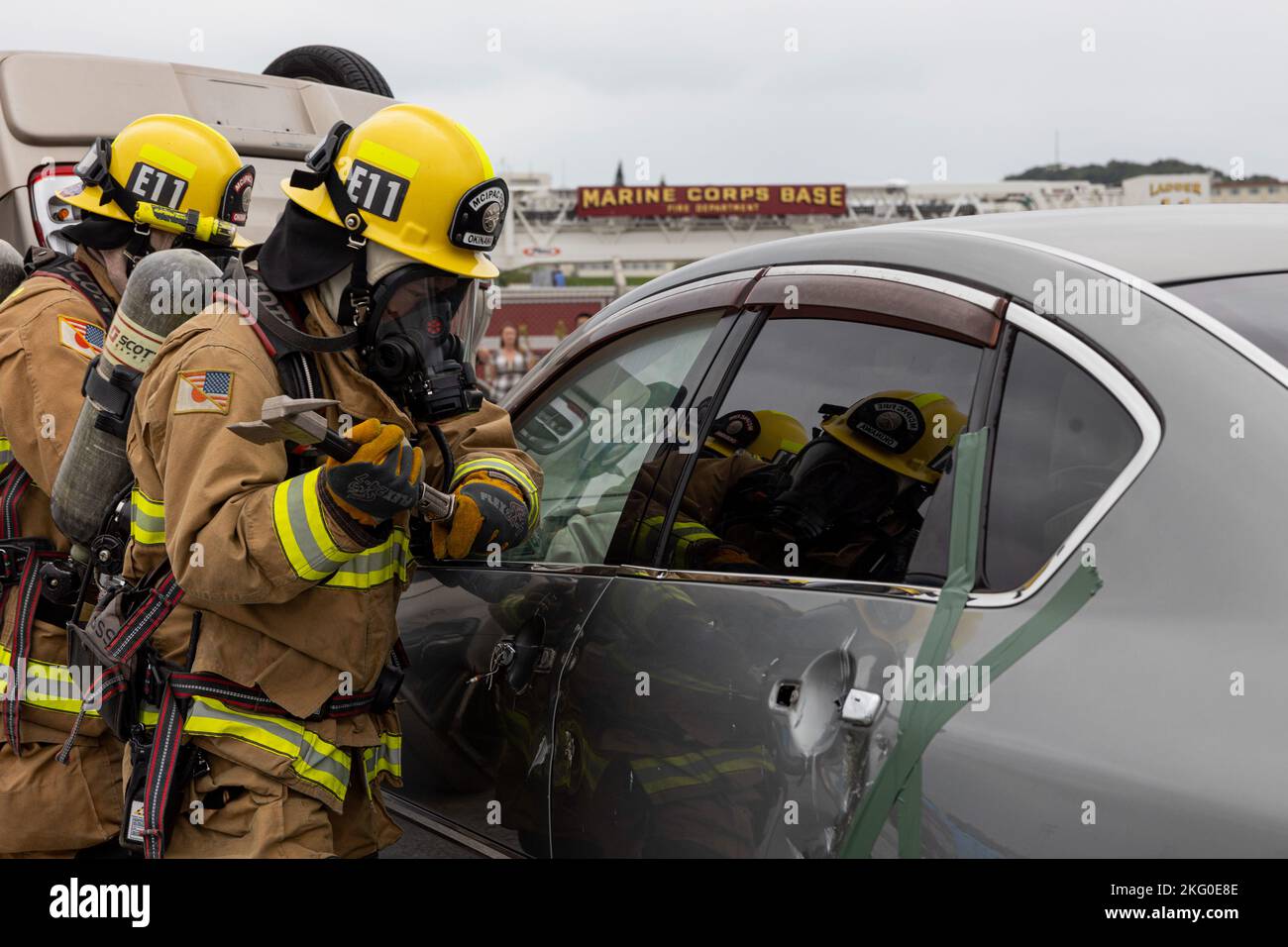 Firefighters with Marine Corps Installations Pacific Fire and Emergency ...