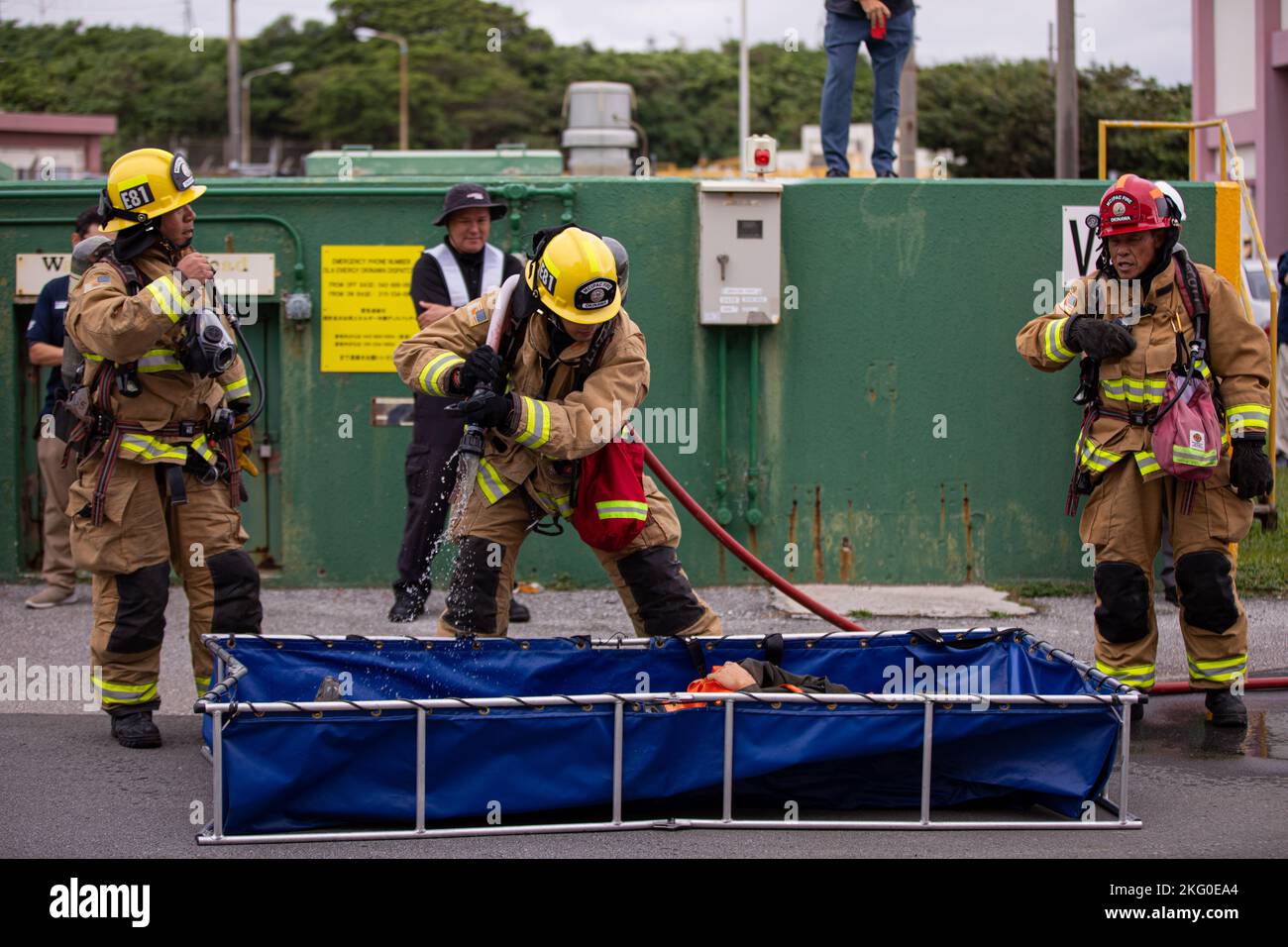 Firefighters with Marine Corps Installations Pacific Fire and Emergency ...