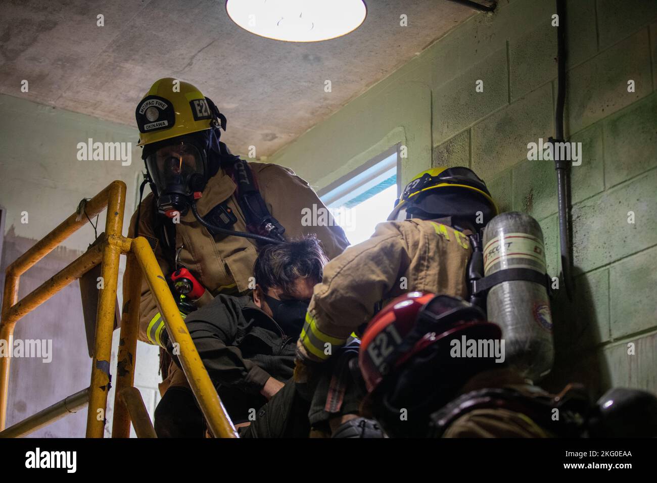 Firefighters with Marine Corps Installations Pacific Fire and Emergency ...
